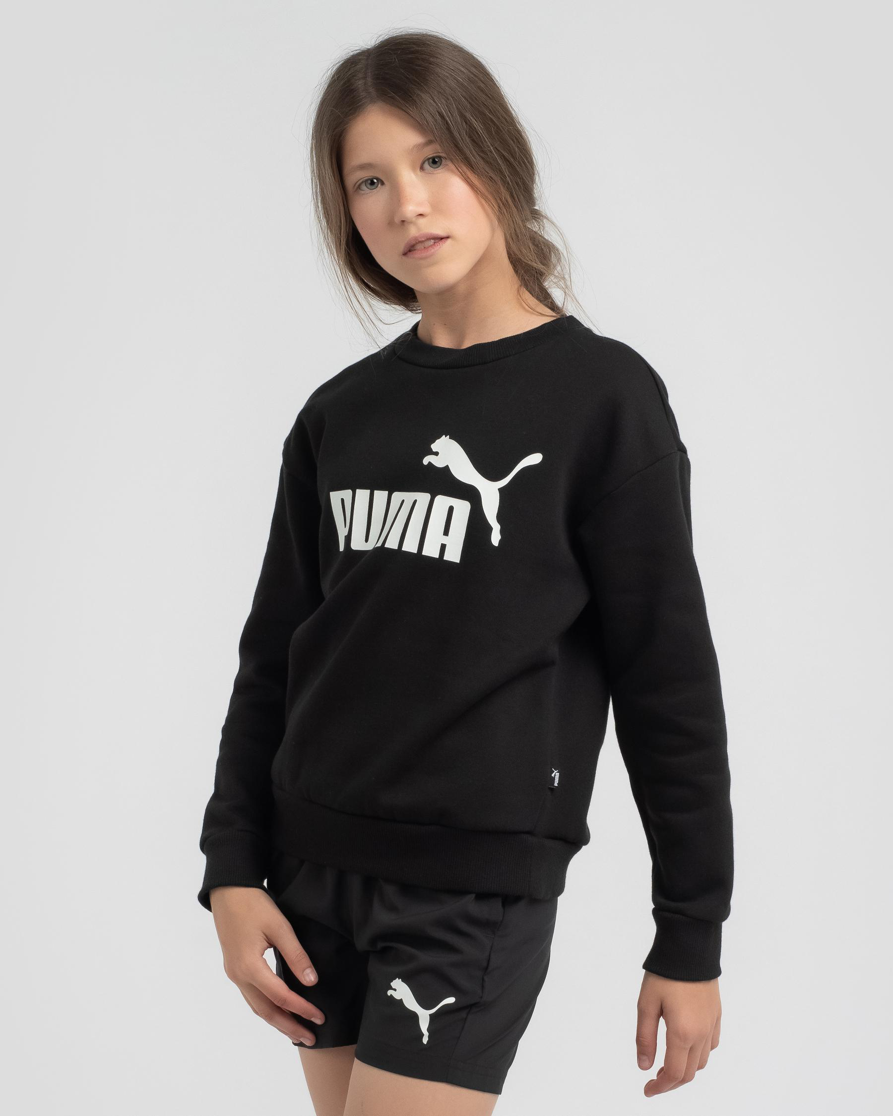 Shop Puma Girls' Essential Logo Sweatshirt In Puma Black - Fast ...