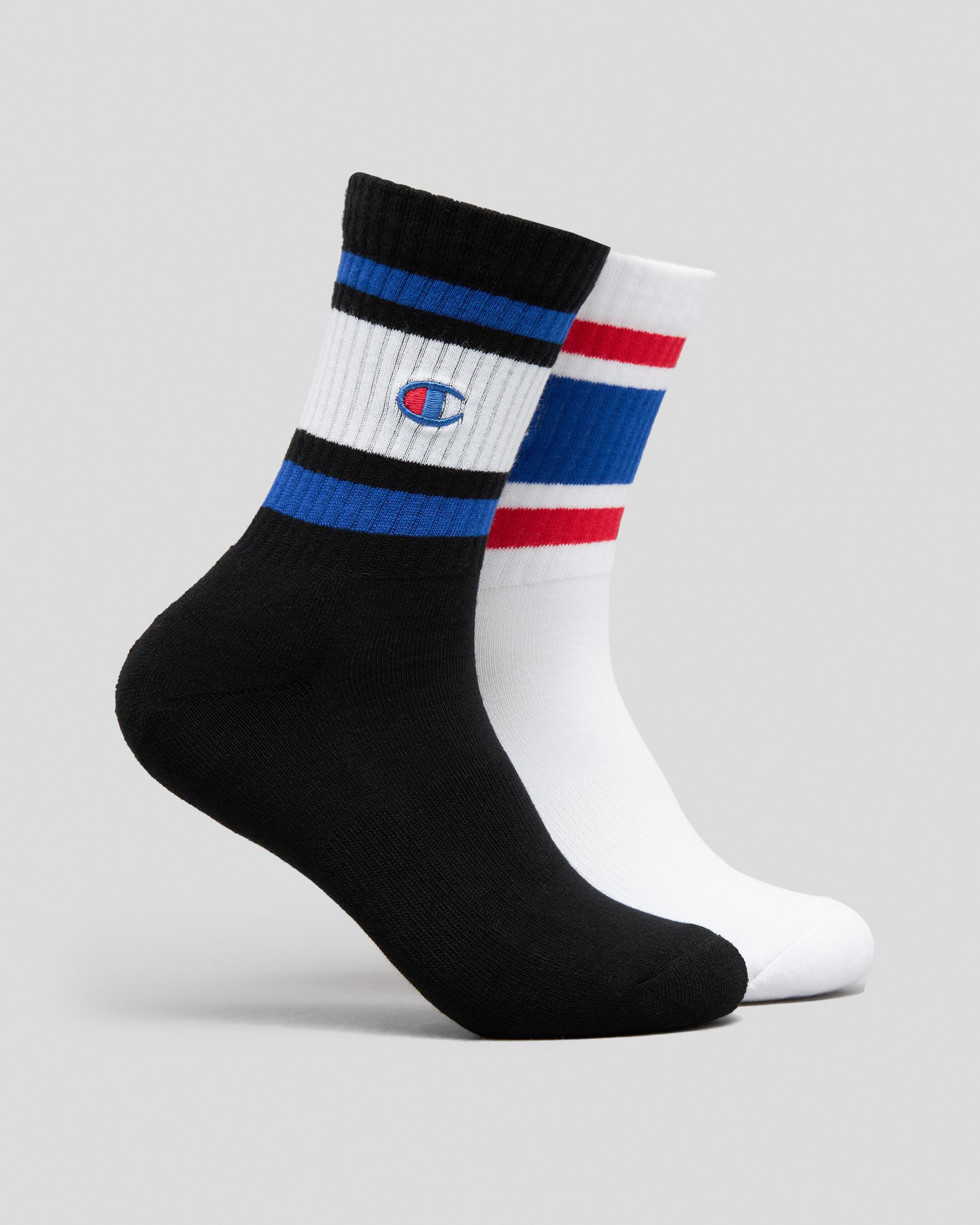Shop Champion Women's Stripe Crew Sock Pack In Black/white - Fast ...