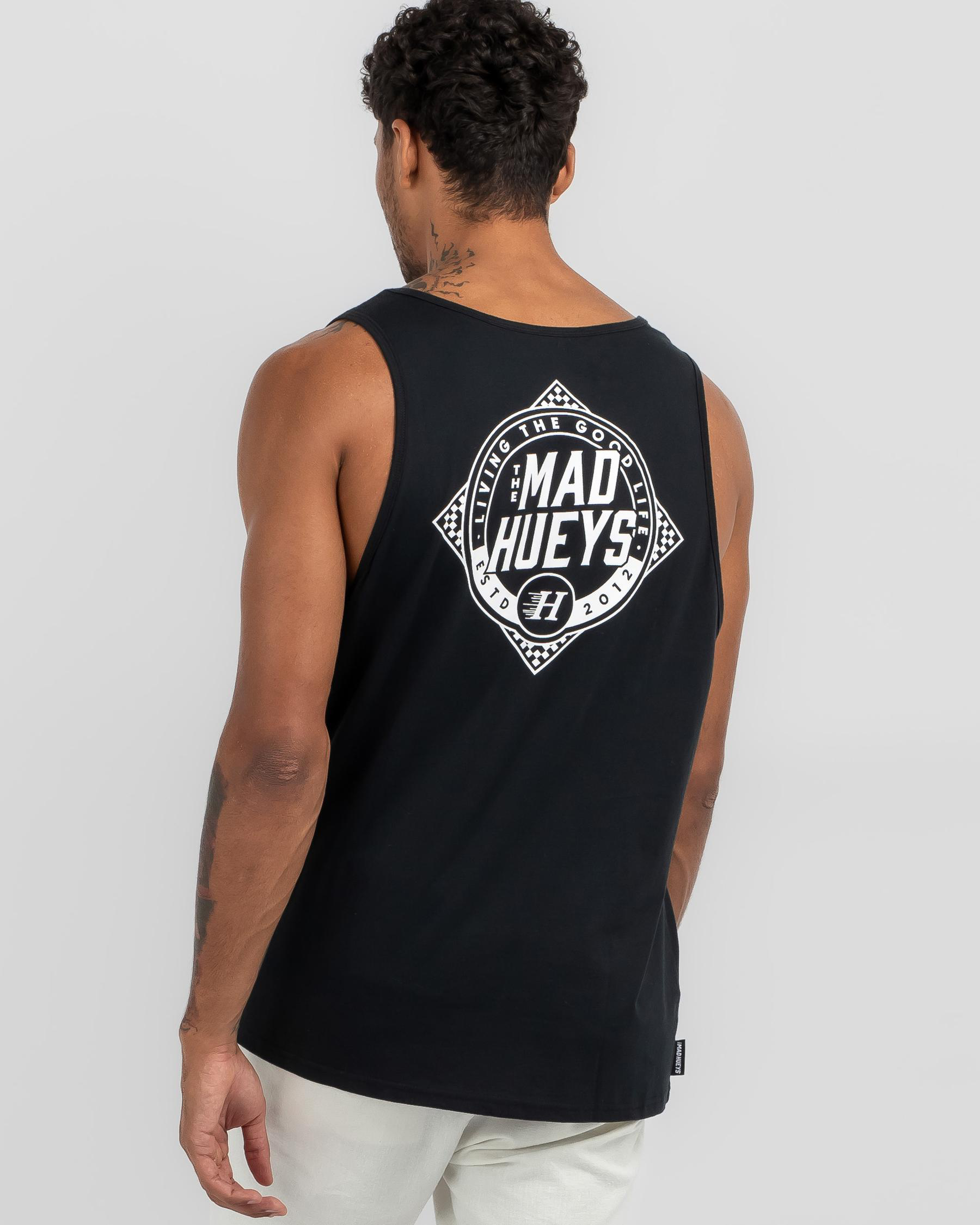 Shop The Mad Hueys Checkered Hueys Singlet In Black - Fast Shipping ...