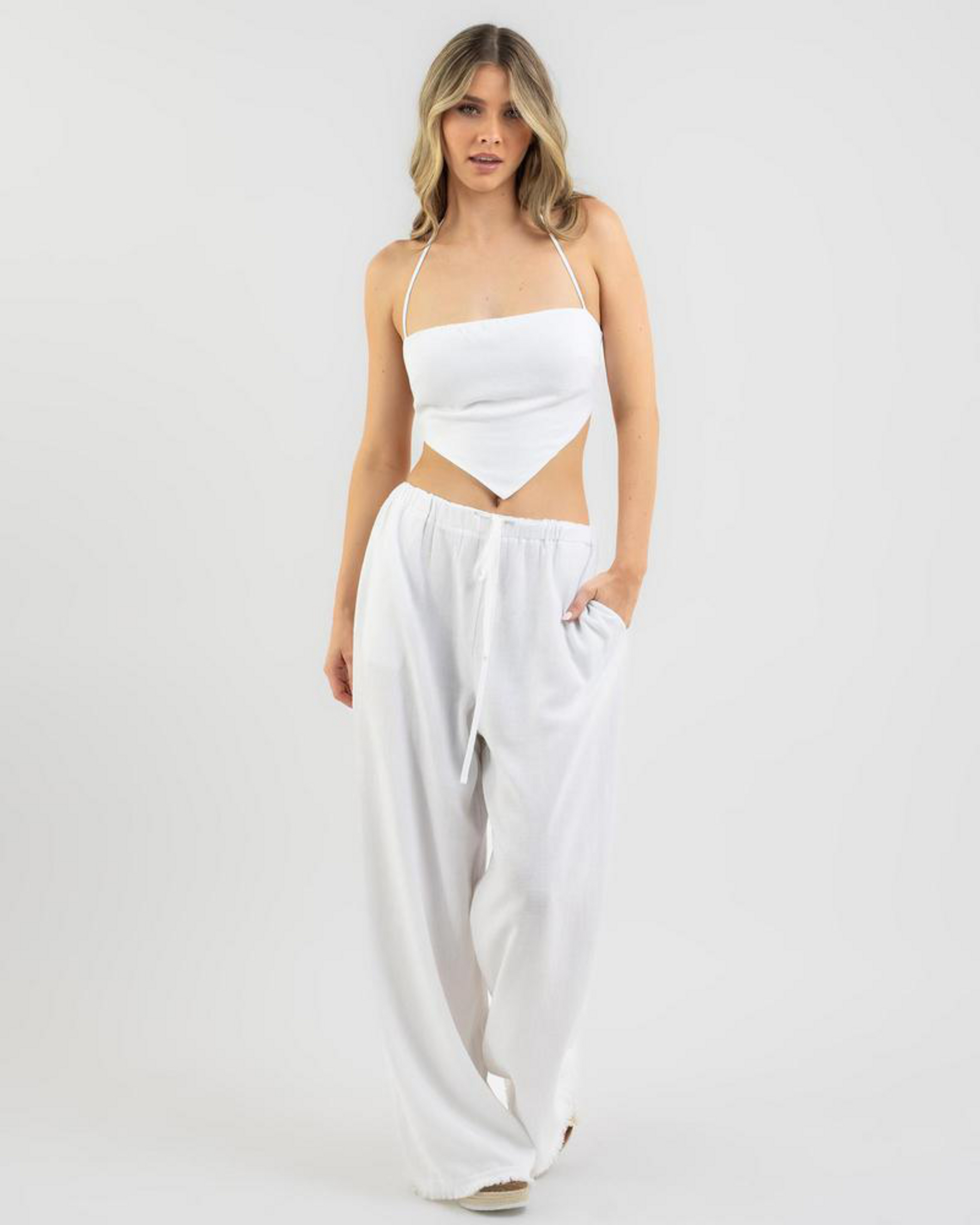Shop Mooloola Tate Dallis Halter Top In White - Fast Shipping & Easy ...
