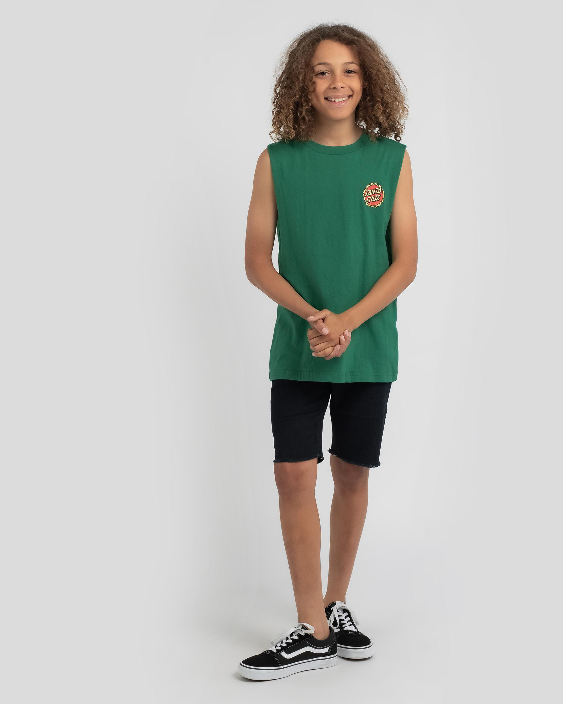 Shop Santa Cruz Boys' Breaker Dot Muscle Tank In Glade - Fast Shipping ...