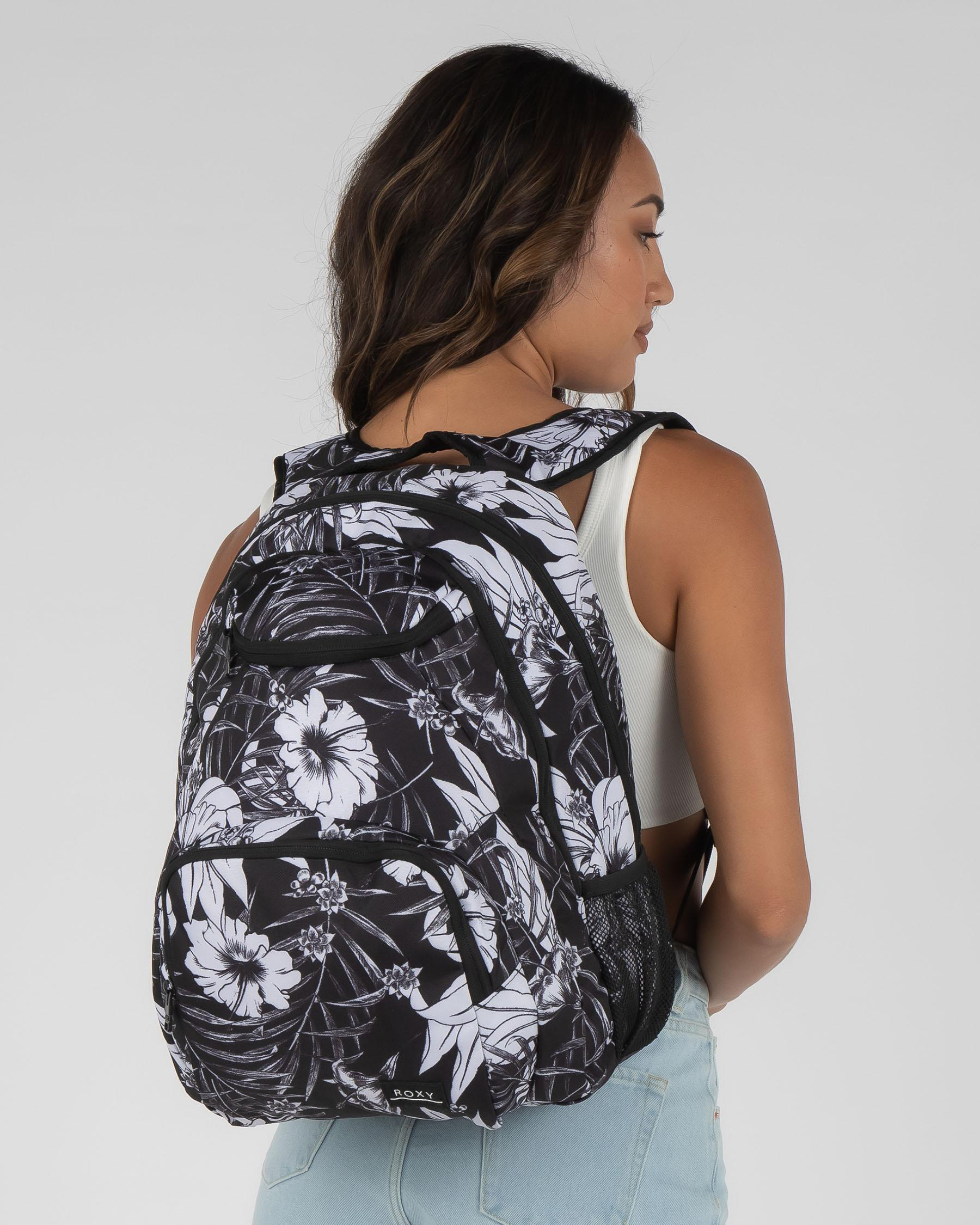 Shop Roxy Shadow Swell Backpack In Bright White Engraved Flower - Fast ...