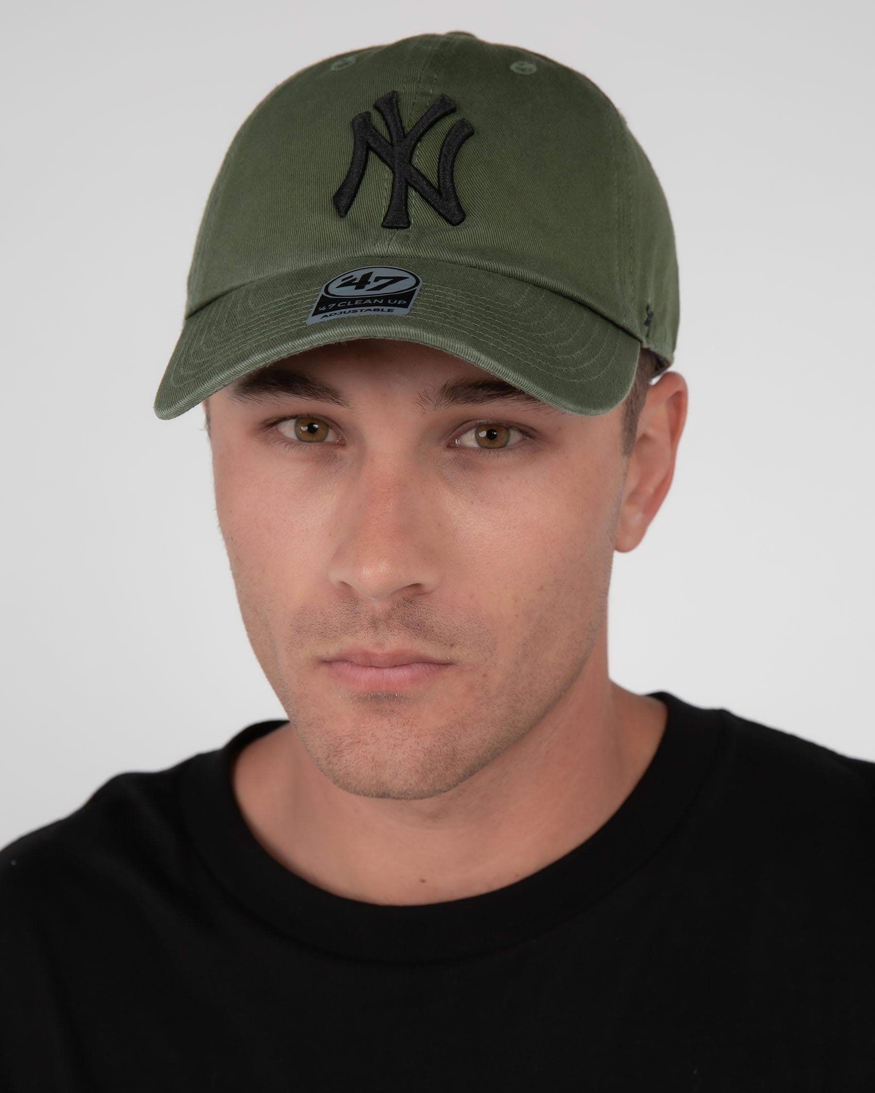 Shop Forty Seven New York Yankees Clean Up Strapback Cap In Moss - Fast ...