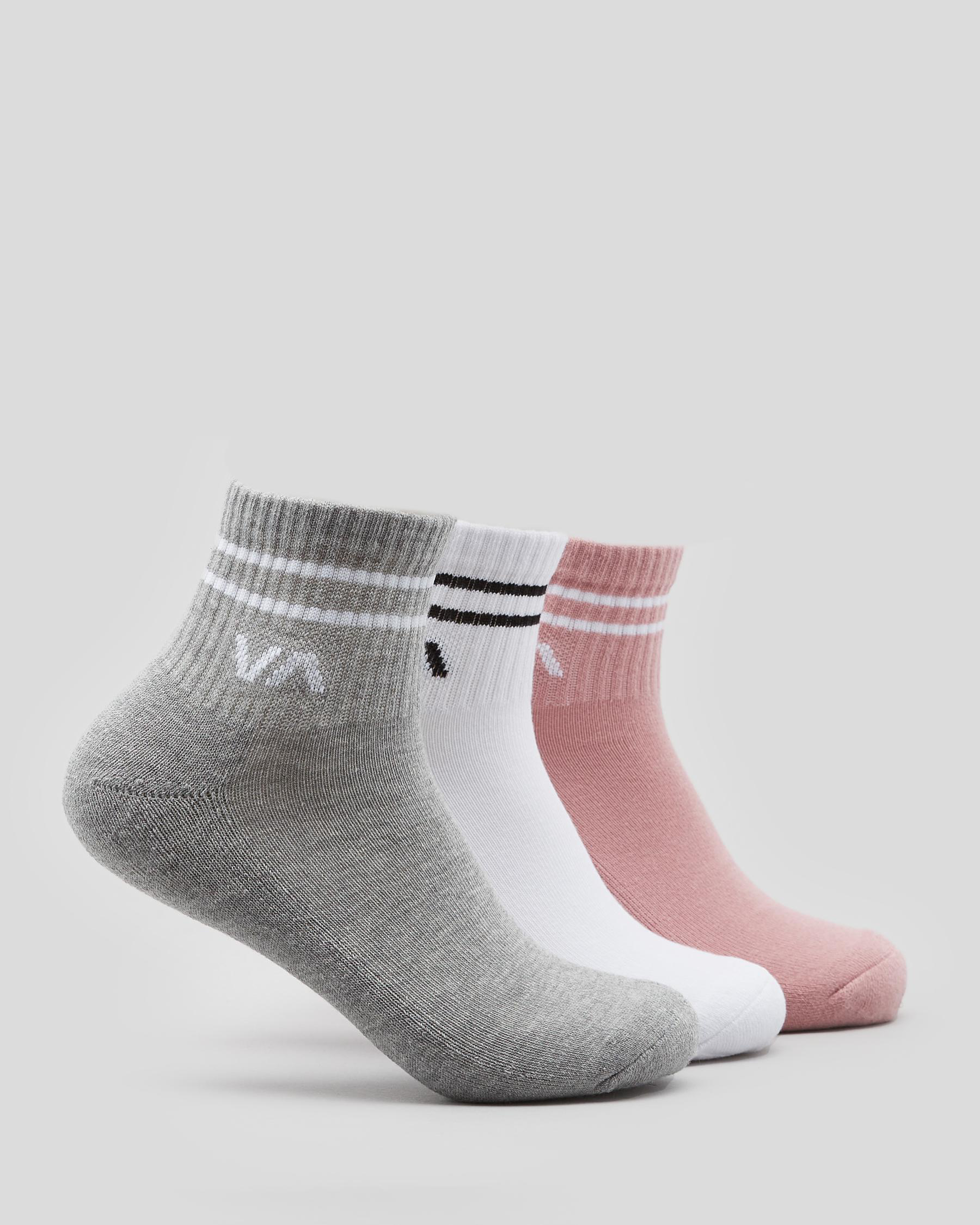 Shop RVCA Womens VA Mini Crew Sock Pack In Pale Pink - Fast Shipping ...