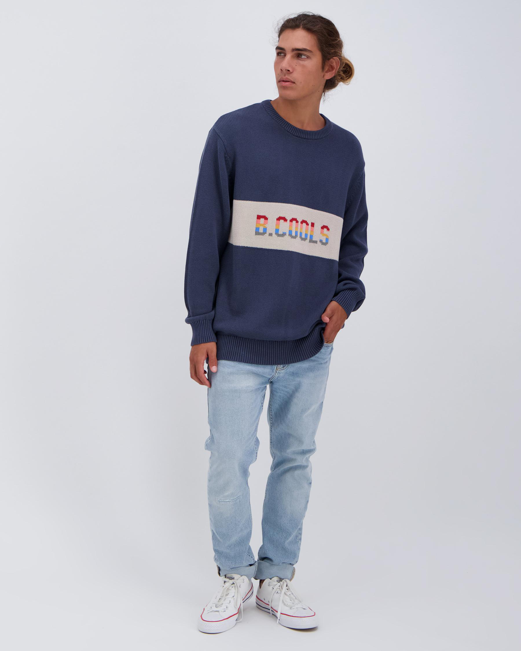Shop Barney Cools B.Cools Crew Knit In Navy - Fast Shipping & Easy ...
