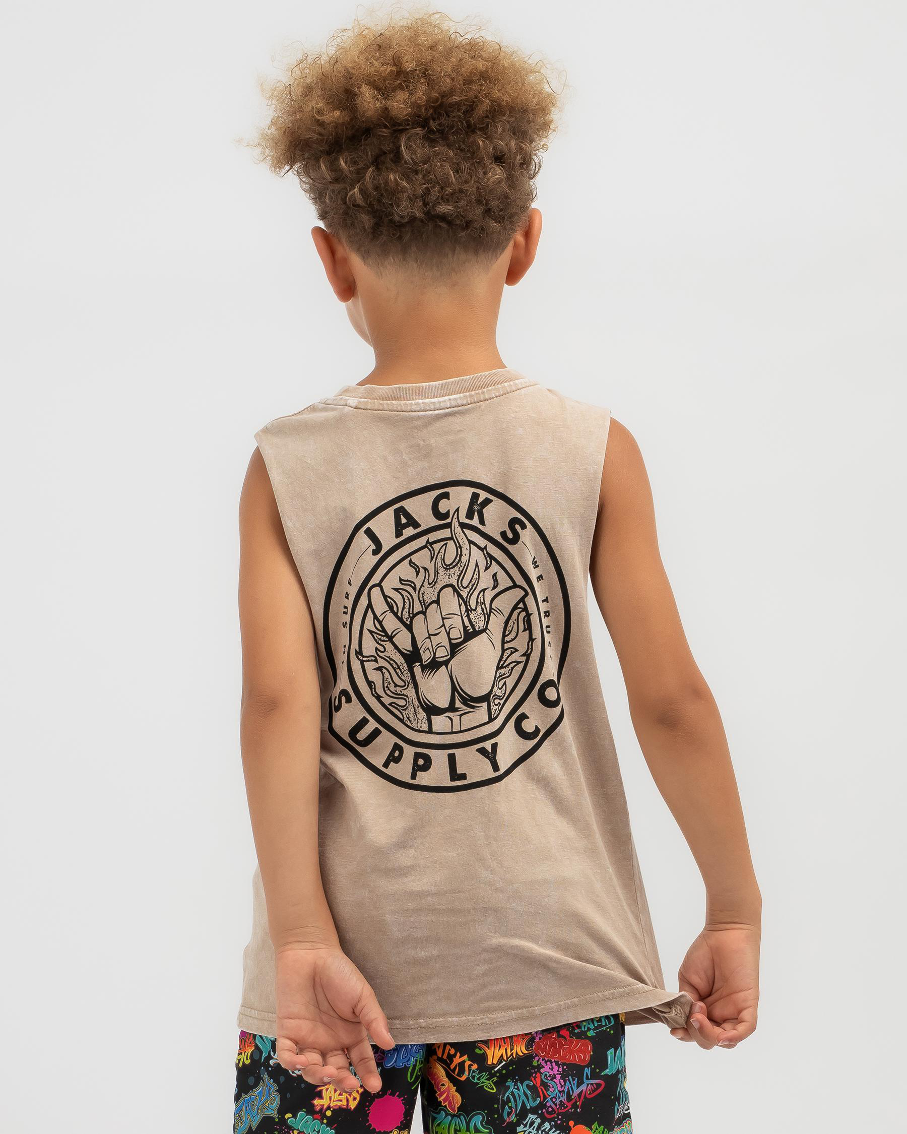Shop Jacks Toddlers' Burning Muscle Tank In Sand Acid - Fast Shipping ...