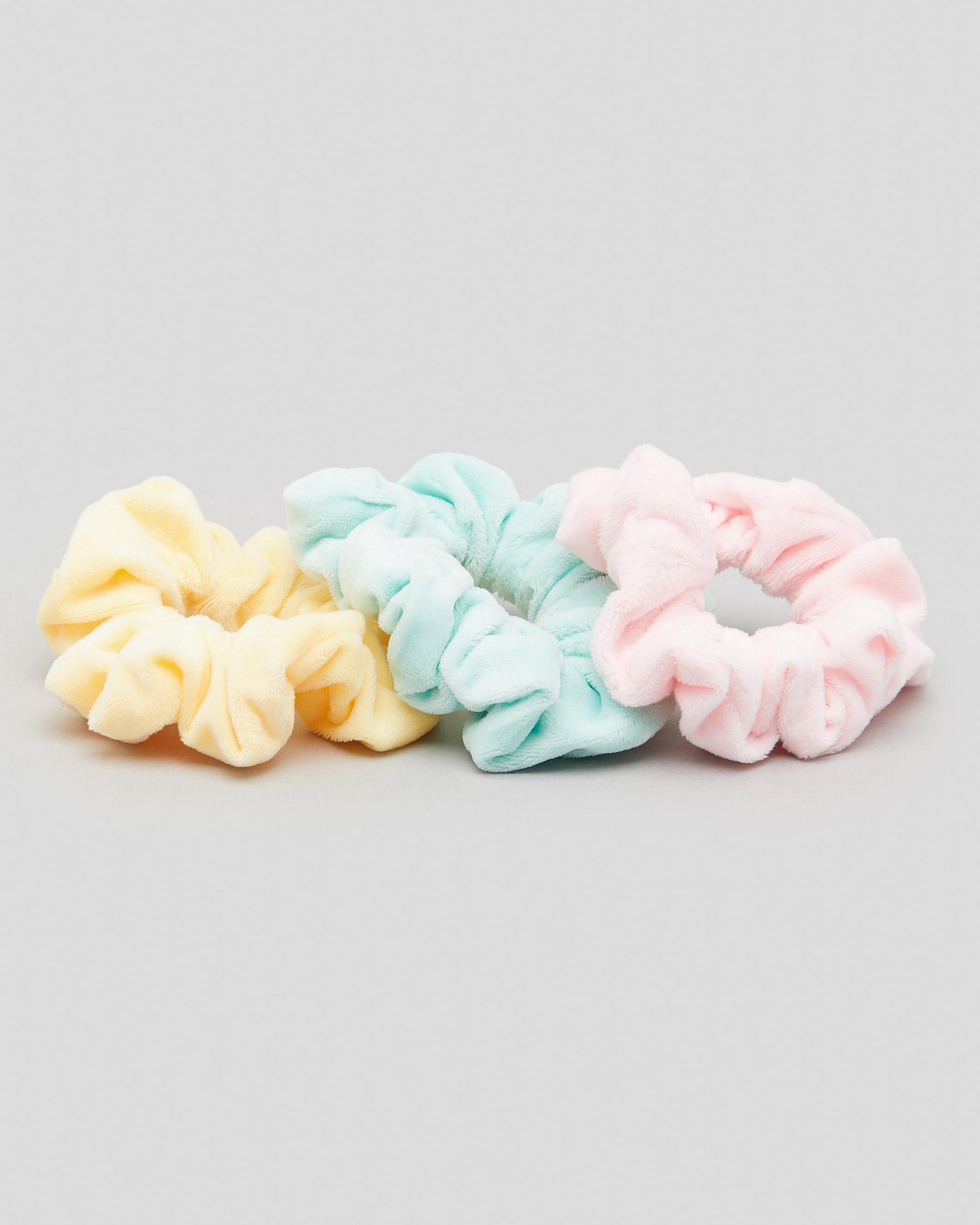 Shop Karyn In LA Velvet Scrunchie Pack In Mint/butter/pink - Fast ...