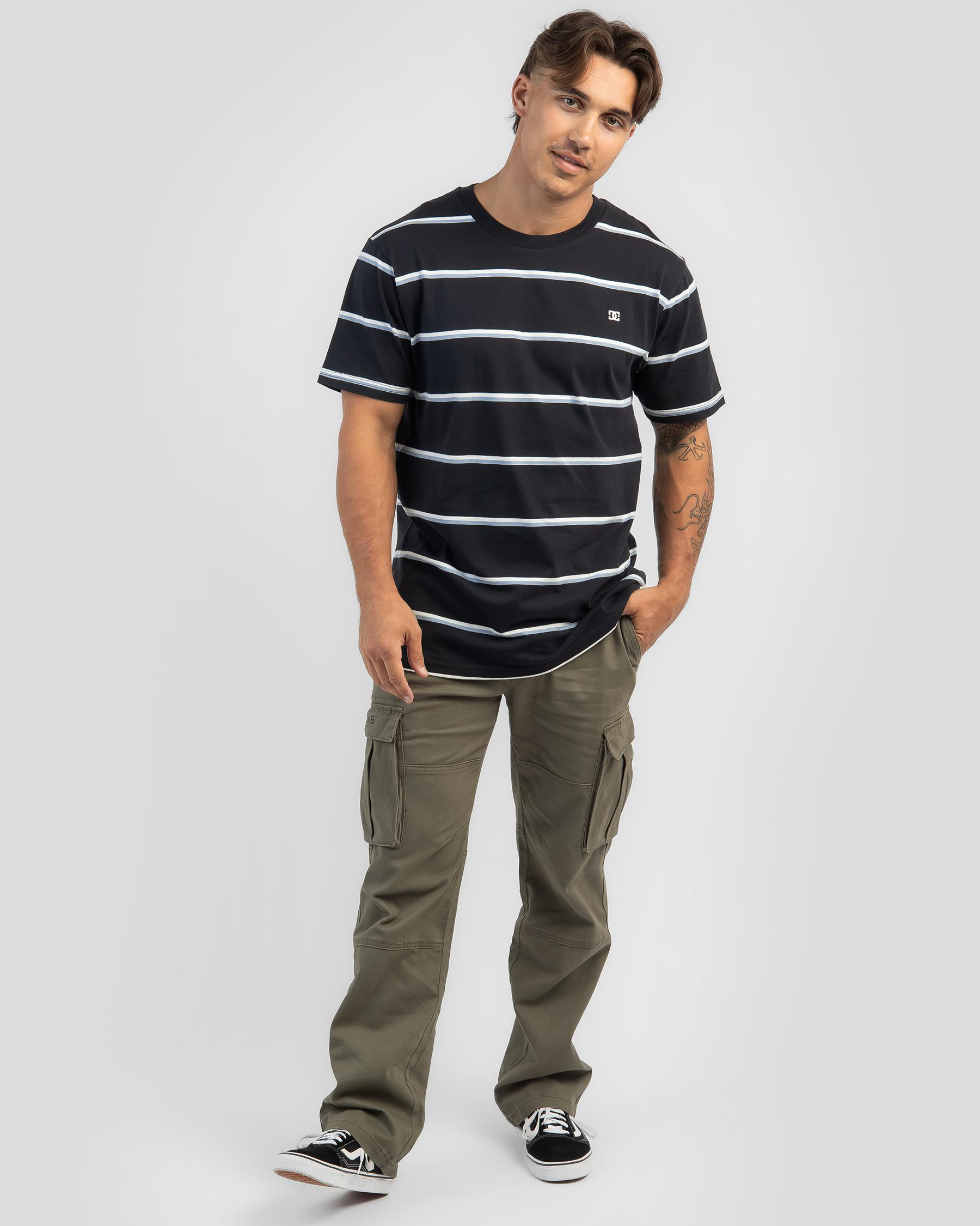 Shop DC Shoes Ruthless Stripe T-Shirt In Pirate Black Ruthless Stripe ...