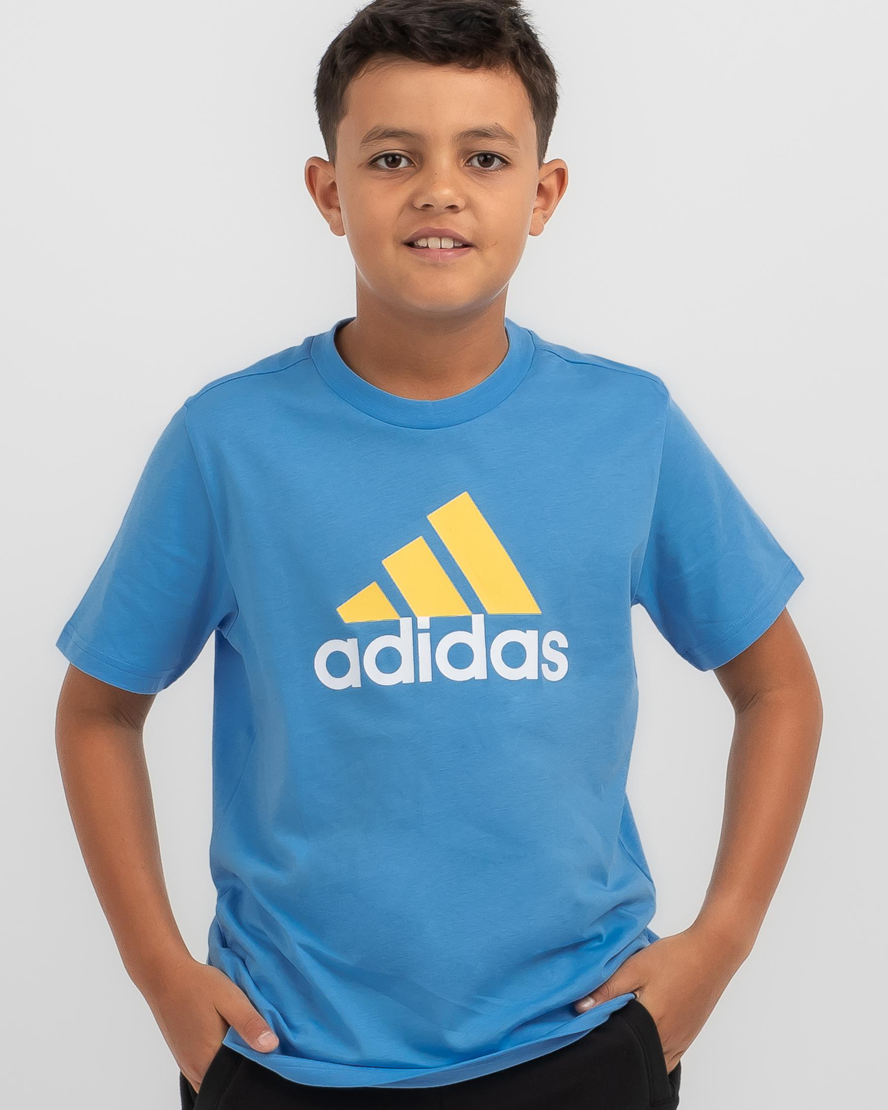 Shop adidas Boys' Big Logo 2 Colour T-Shirt In Semi Blueburst/semispark ...