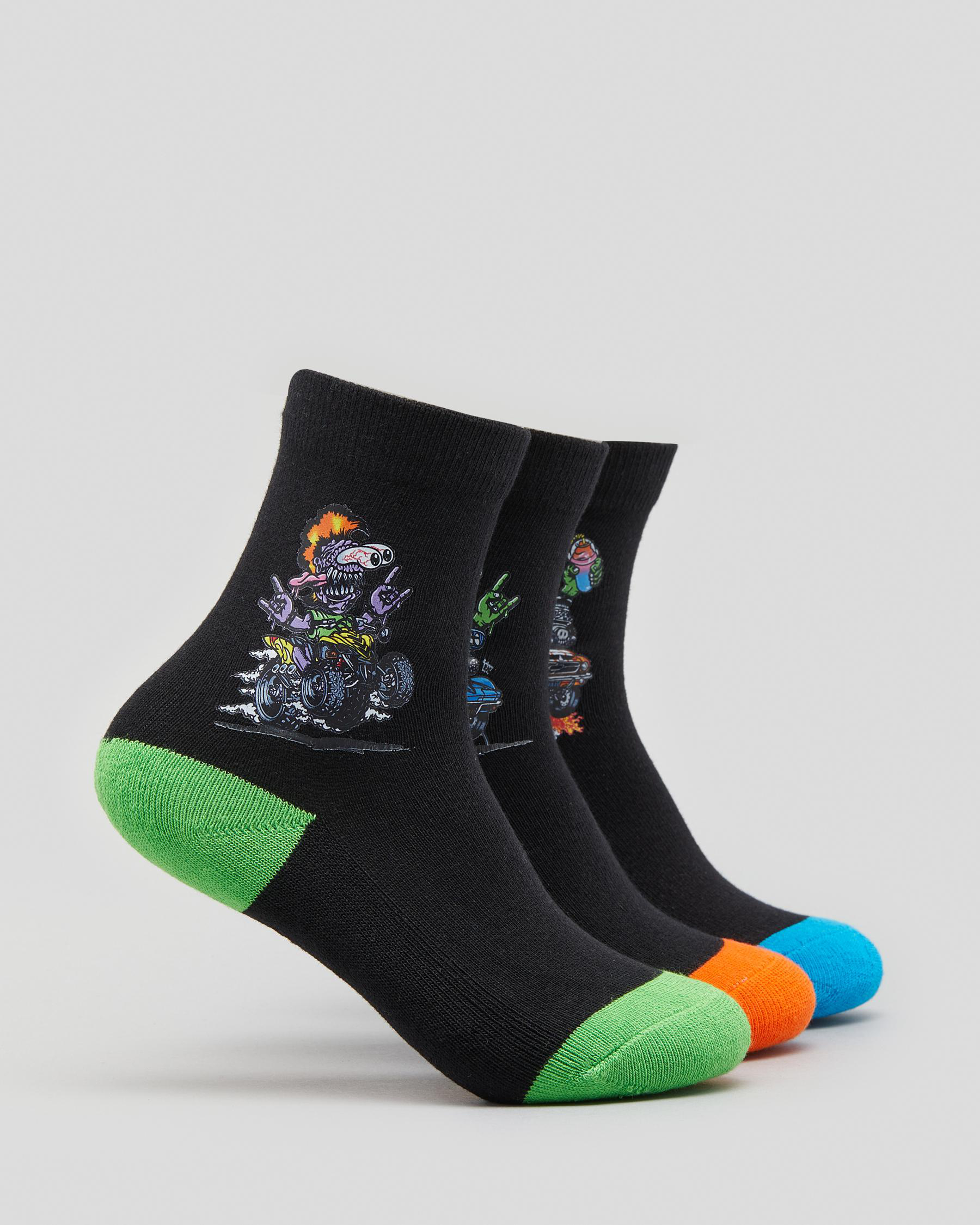 Shop Sanction Boys' Burnout Socks 3 Pack In Multi - Fast Shipping ...