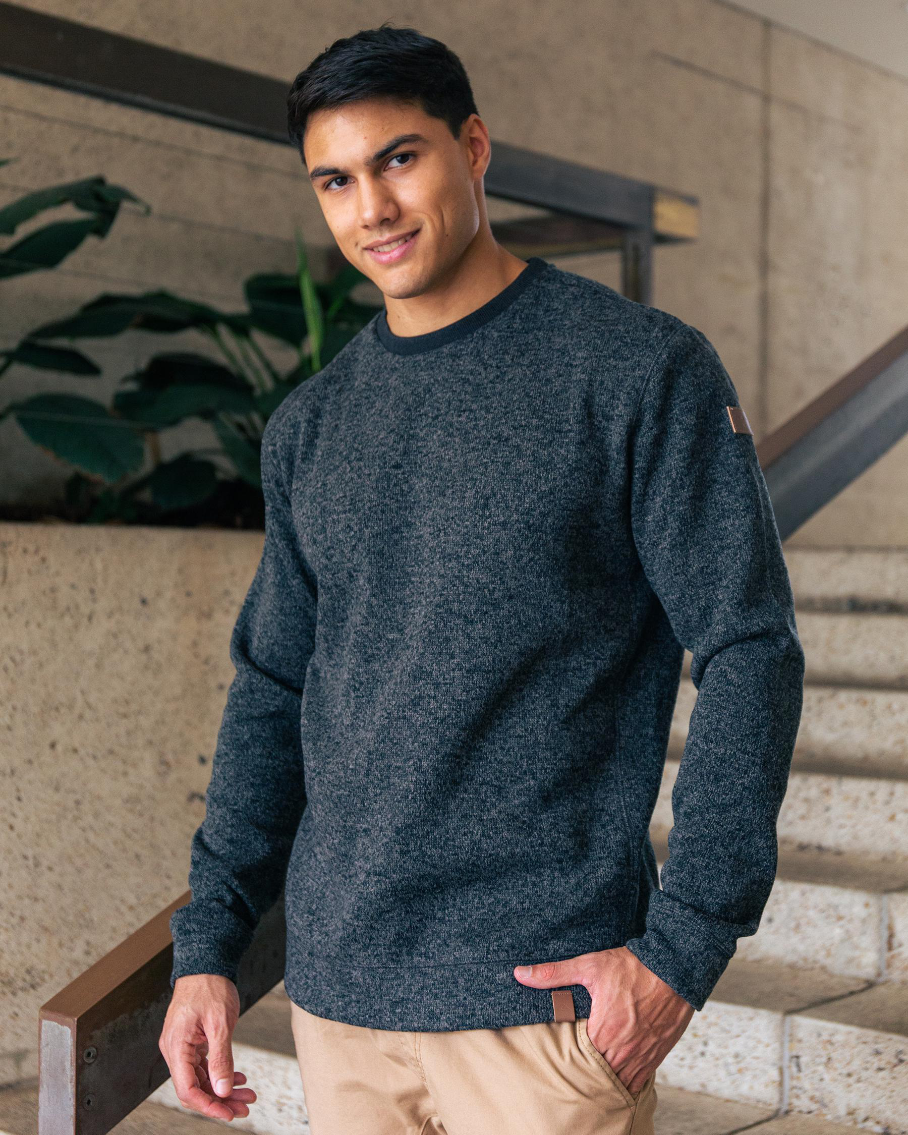 Shop Quiksilver Keller Crew Sweatshirt In Dark Grey Heather - Fast ...
