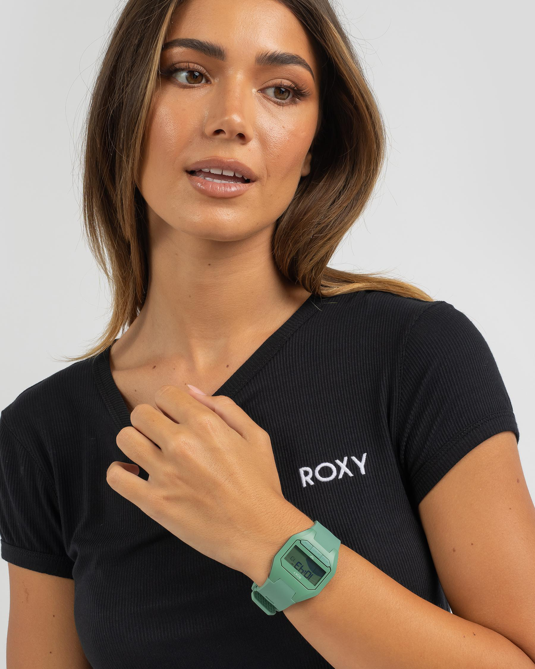 Shop Roxy Slimtide Watch In Aqua - Fast Shipping & Easy Returns - City ...