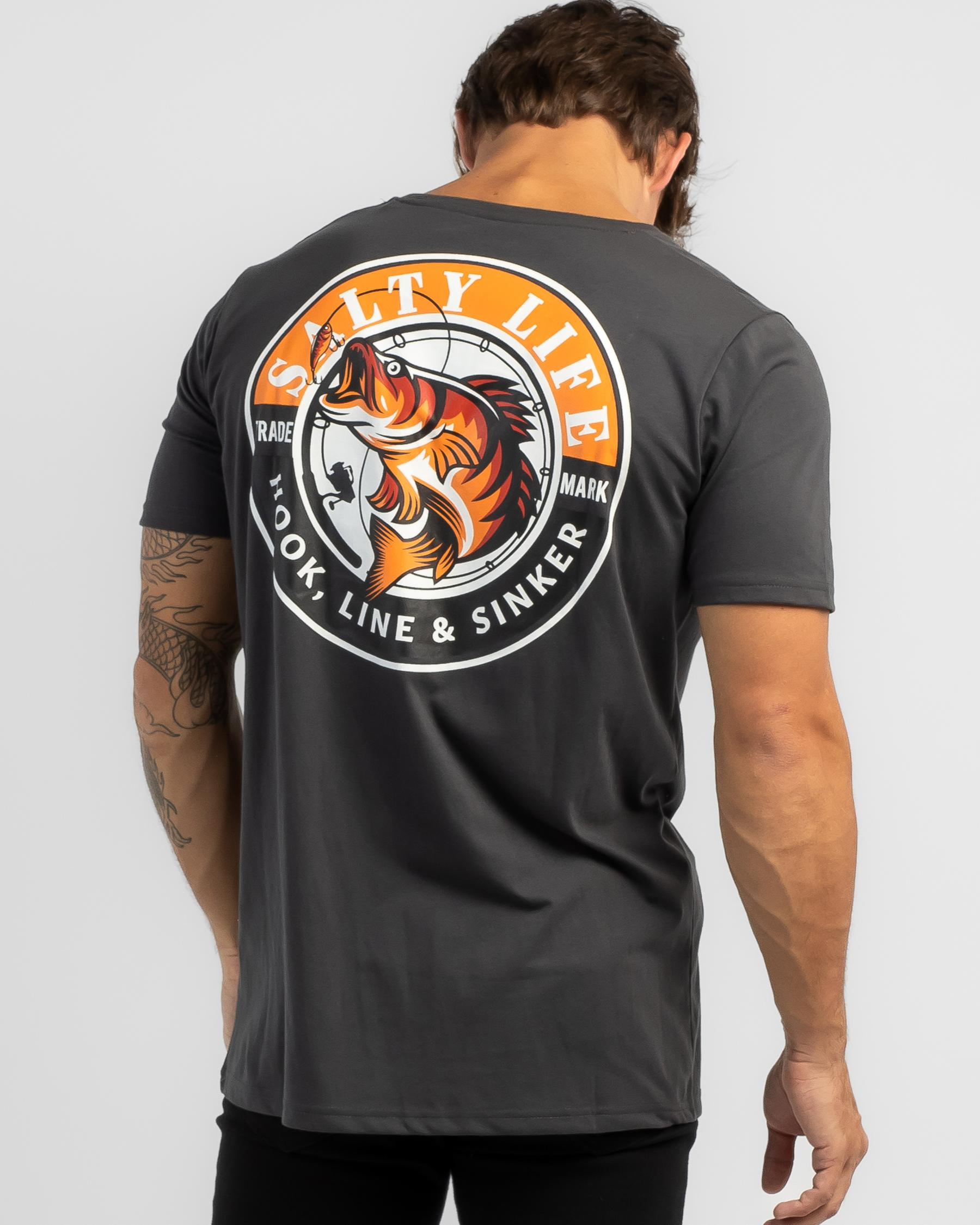 Shop Salty Life Hooked Short Sleeve Surf T-Shirt In Charcoal - Fast ...