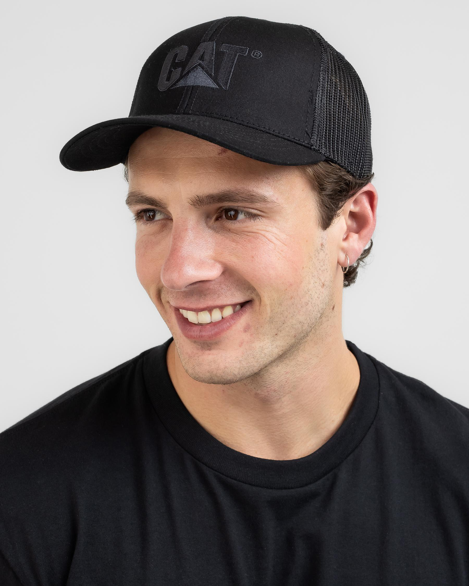 Shop Cat Raised Logo Trucker Cap In Black - Fast Shipping & Easy ...