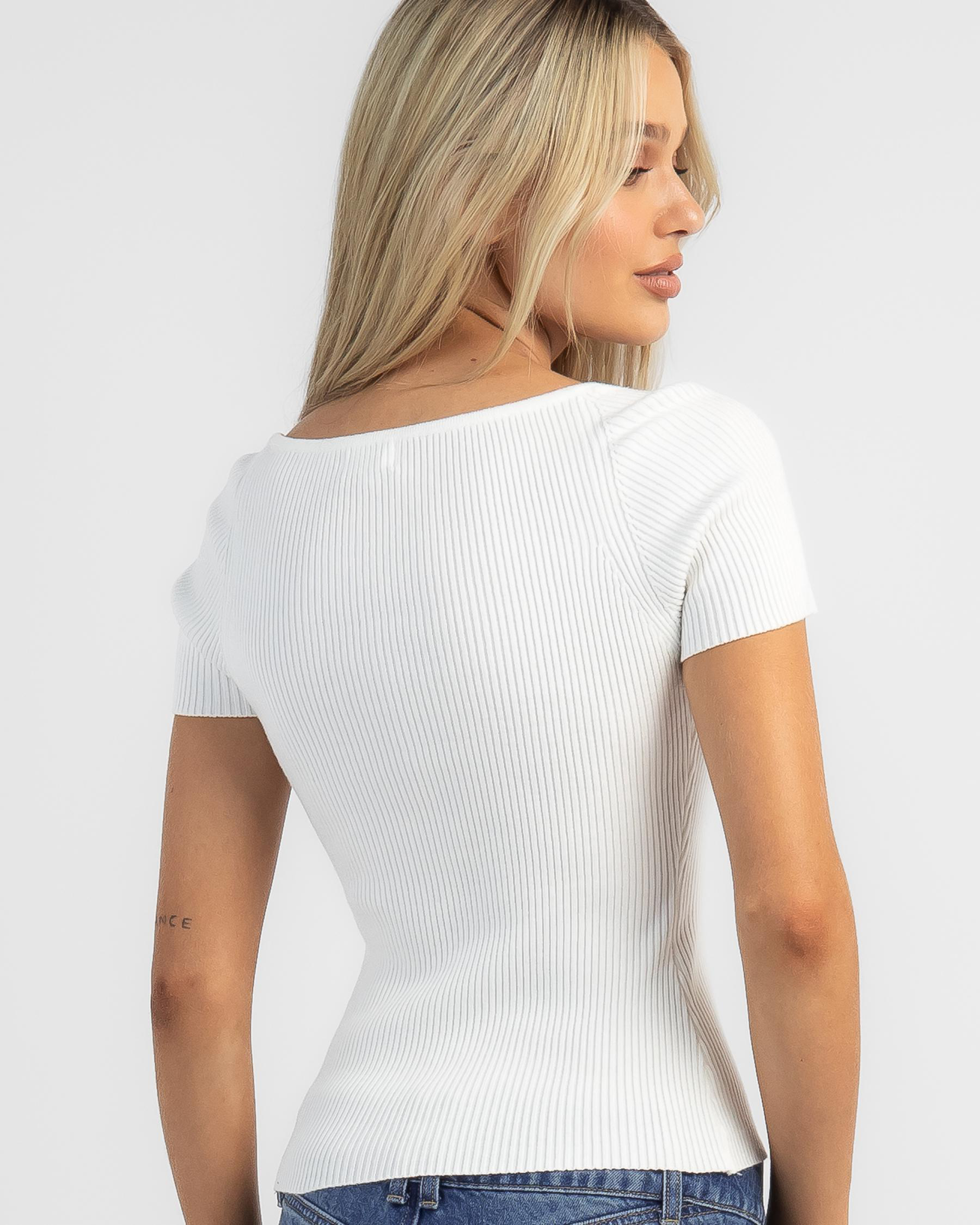 Shop Winnie & Co Elizabeth Knit Top In White - Fast Shipping & Easy ...