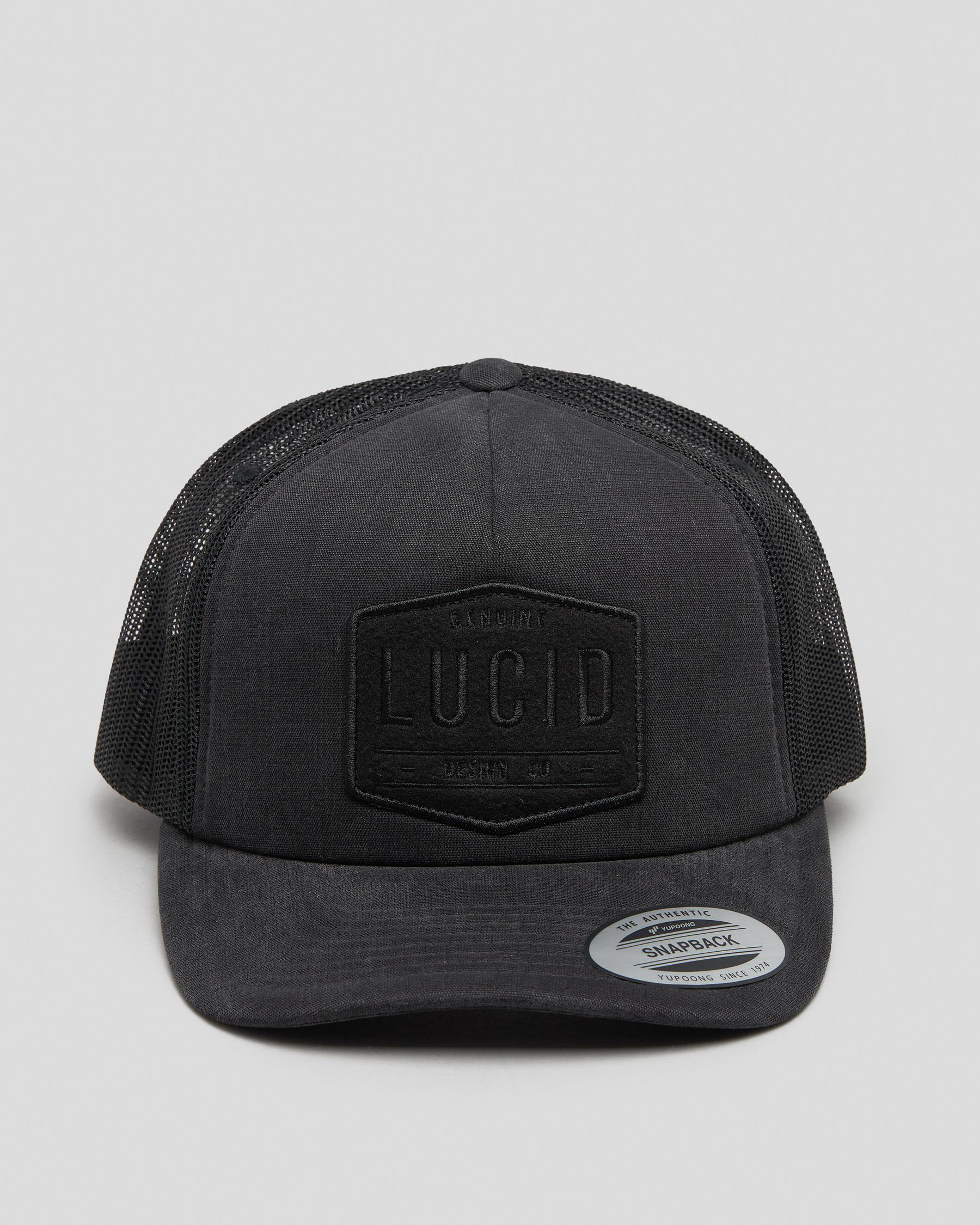 Shop Lucid Conceptual Trucker Cap In Washed Black - Fast Shipping ...