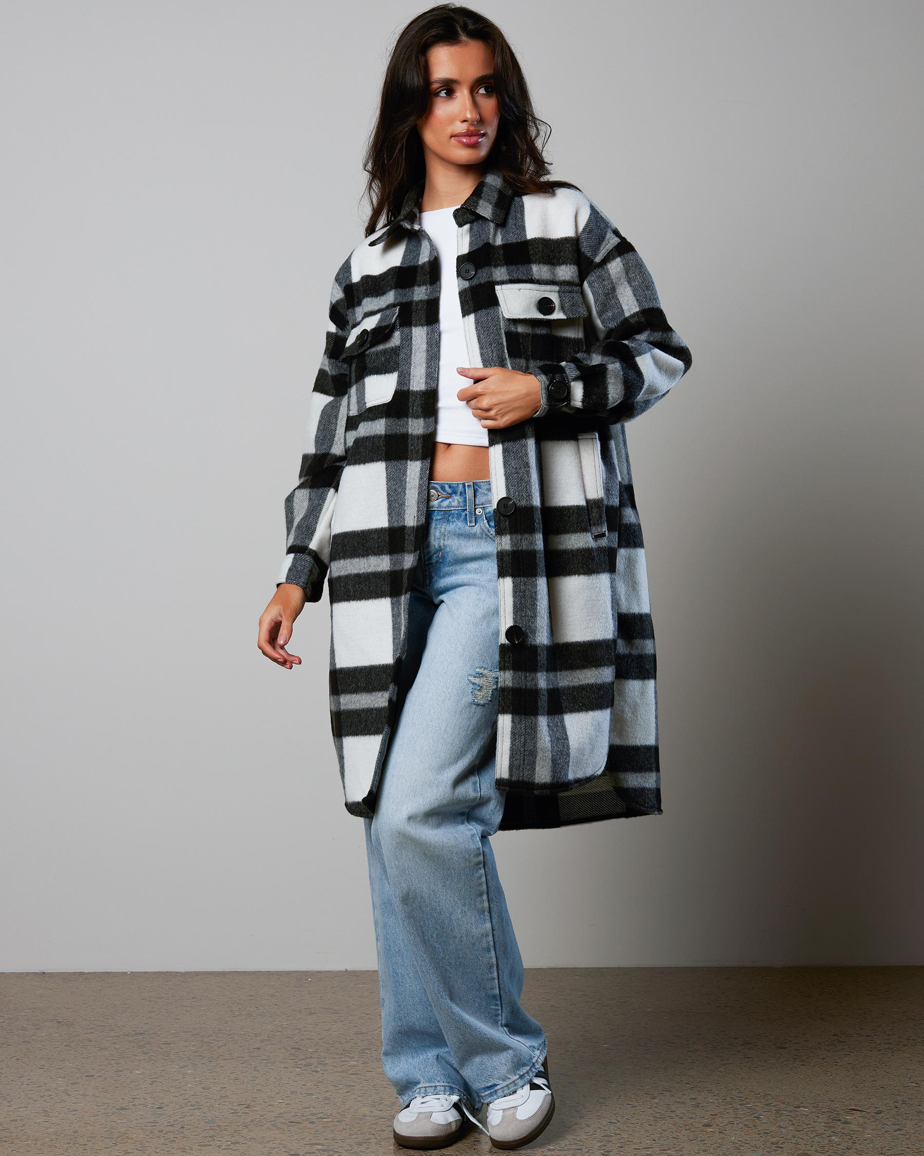 Ava And Ever Hayden Long Shacket In Black - FREE* Shipping & Easy ...