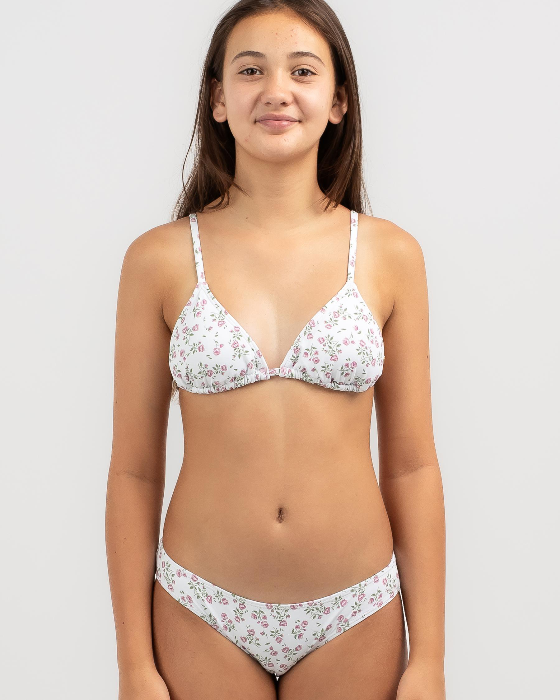 Kaiami Girls' Rosa Triangle Bikini Set In White/pink - FREE* Shipping & Easy Returns - City ...