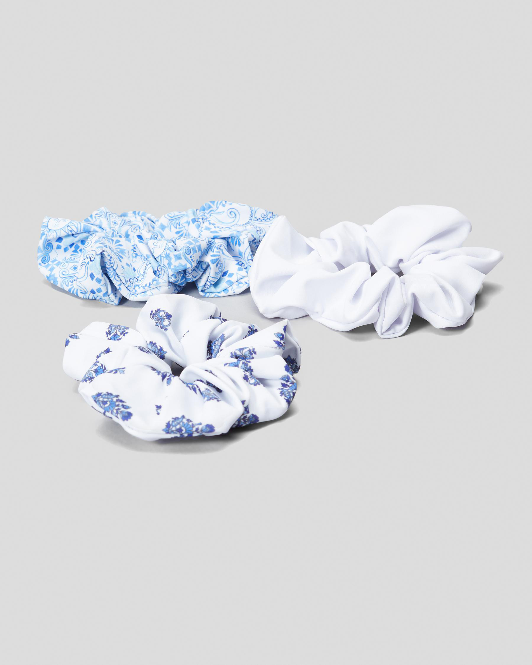 Shop Karyn In LA Amalfi Scrunchie Pack In Blue/white - Fast Shipping ...