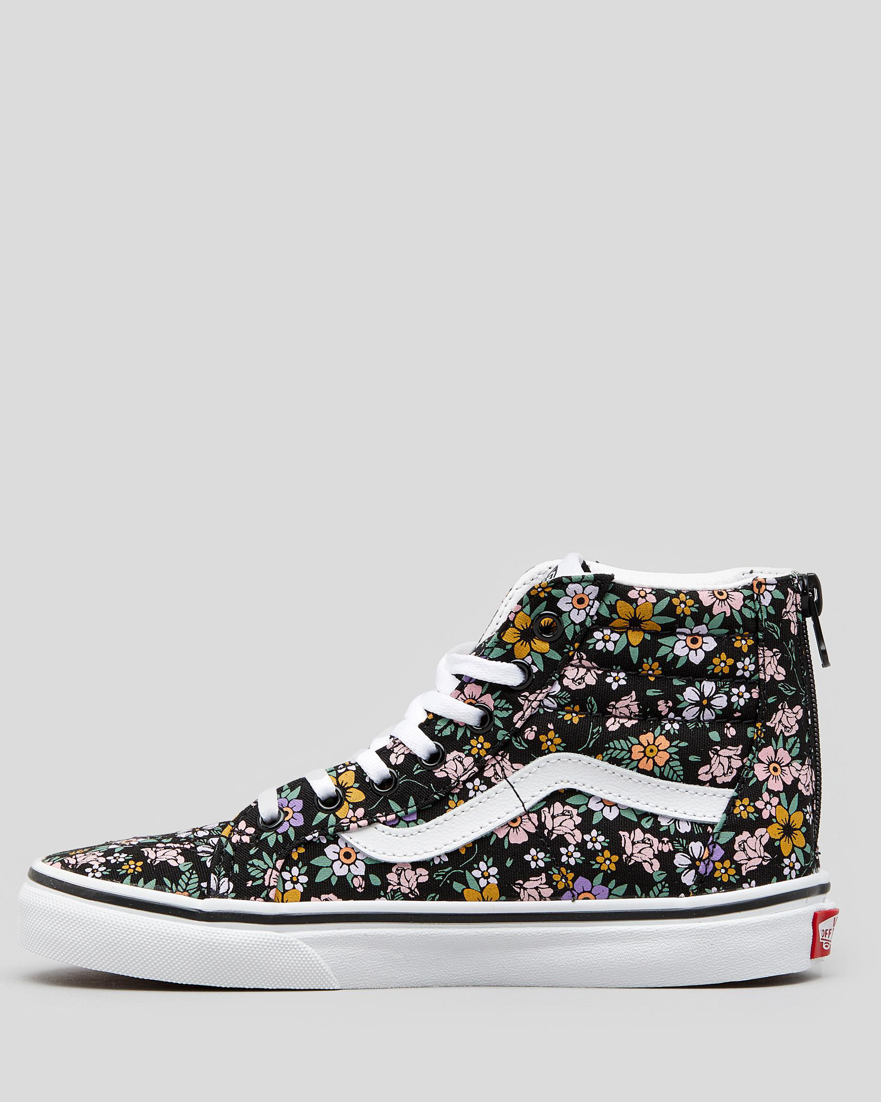 Shop Vans Girls' Sk8-Hi Top Shoes In Black/true White - Fast Shipping ...