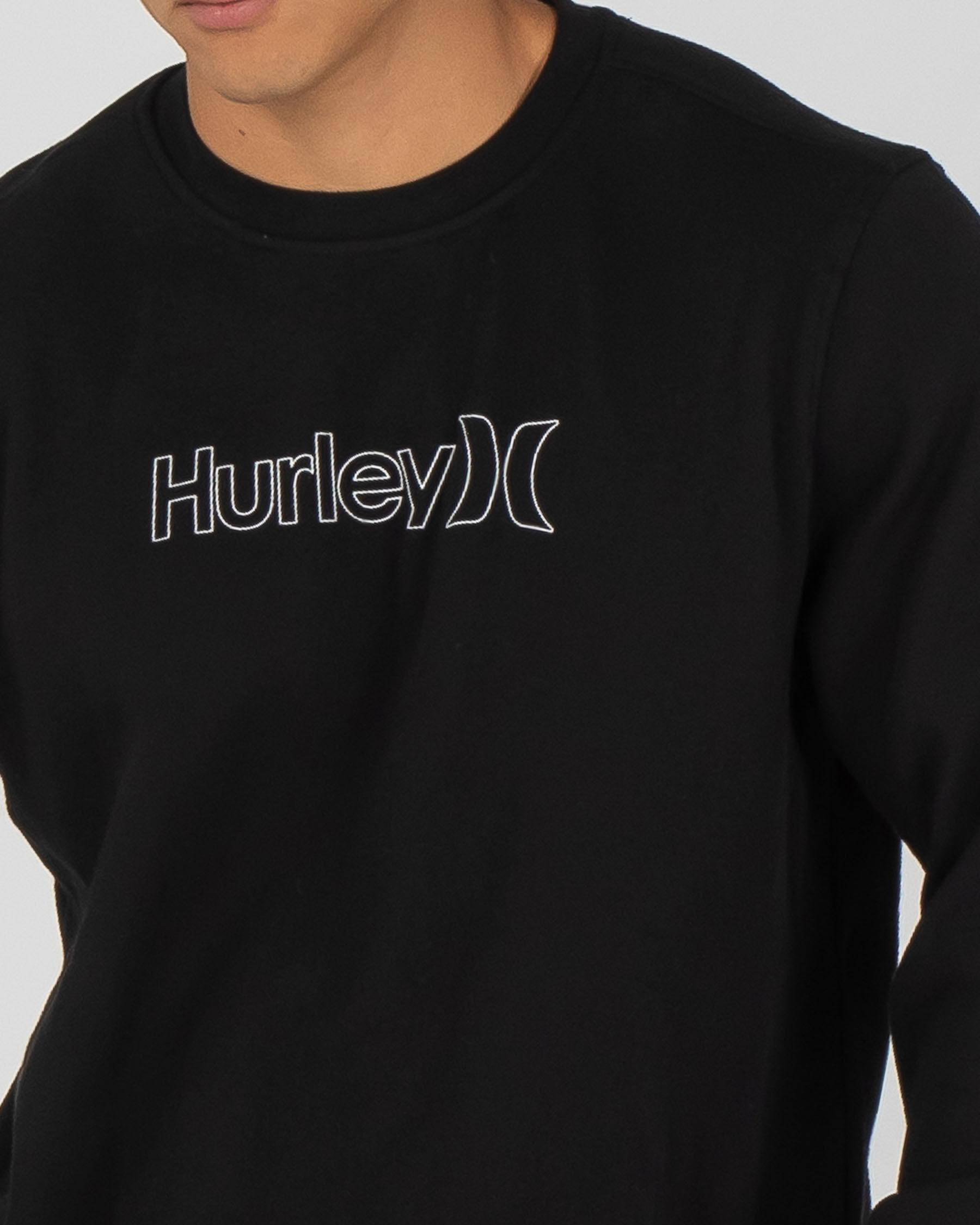 Shop Hurley One and Only Outline Crew Neck Sweatshirt In Black - Fast ...