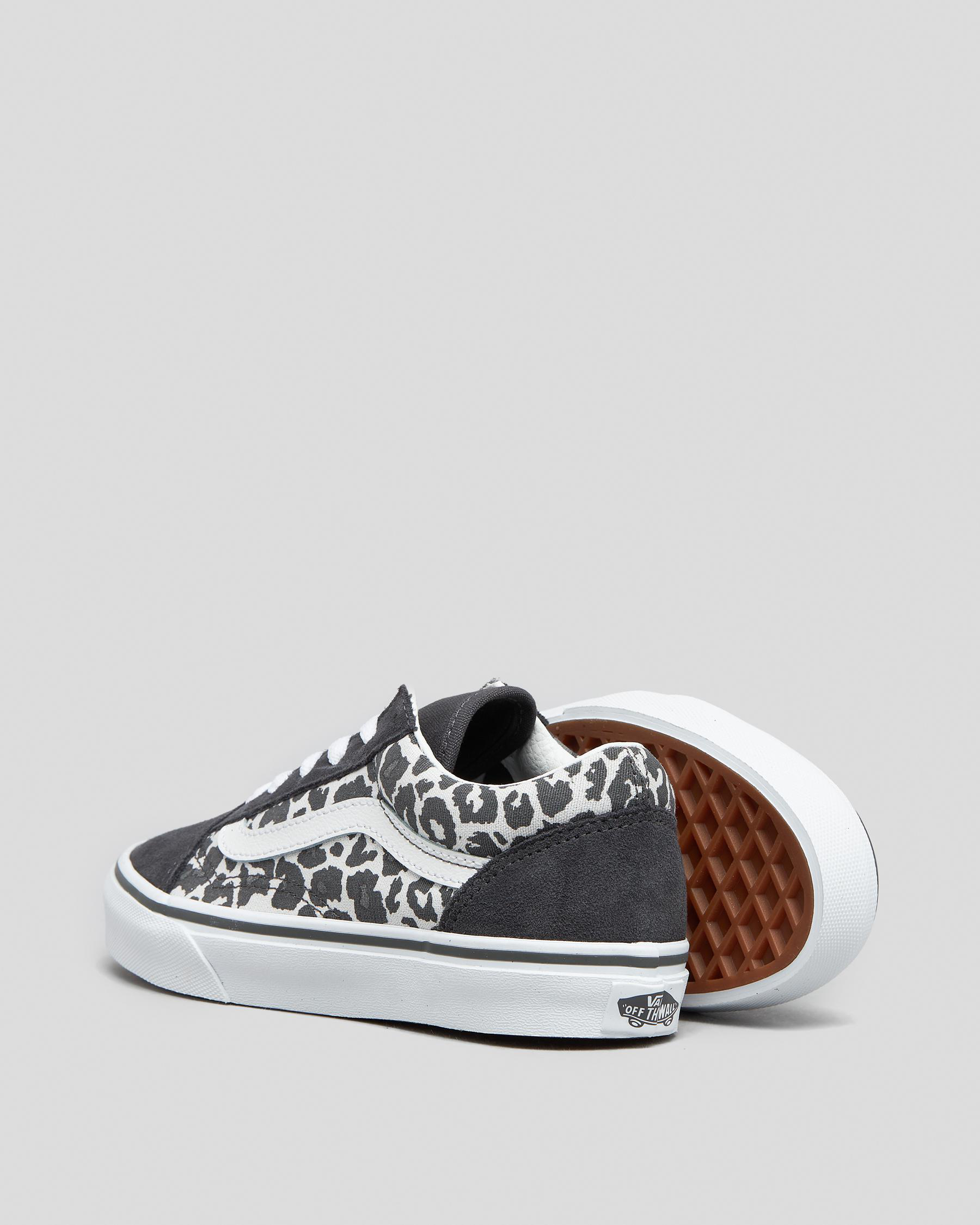 Shop Vans Girls' Old Skool Shoes In Snow Leopard Asphalt - Fast ...