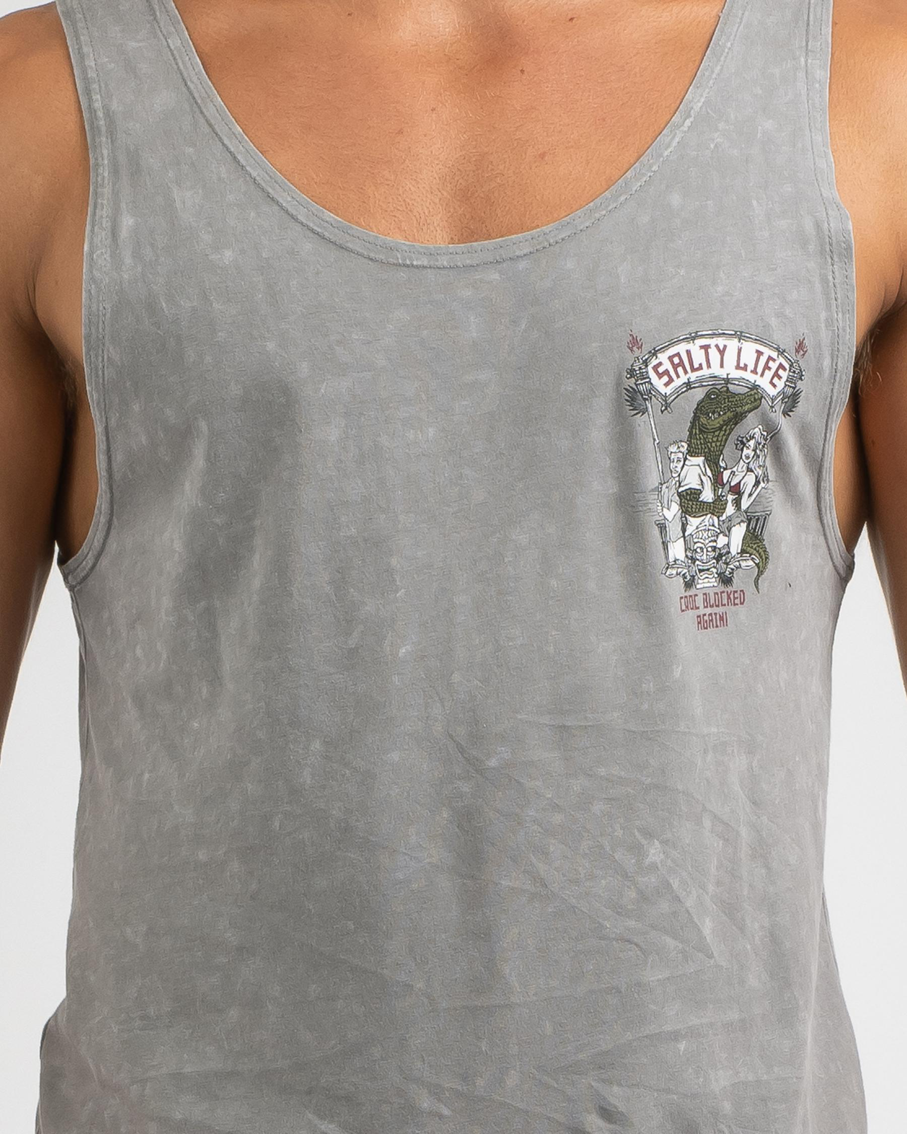 Shop Salty Life Croc Block Singlet In Lt Grey Acid - Fast Shipping ...