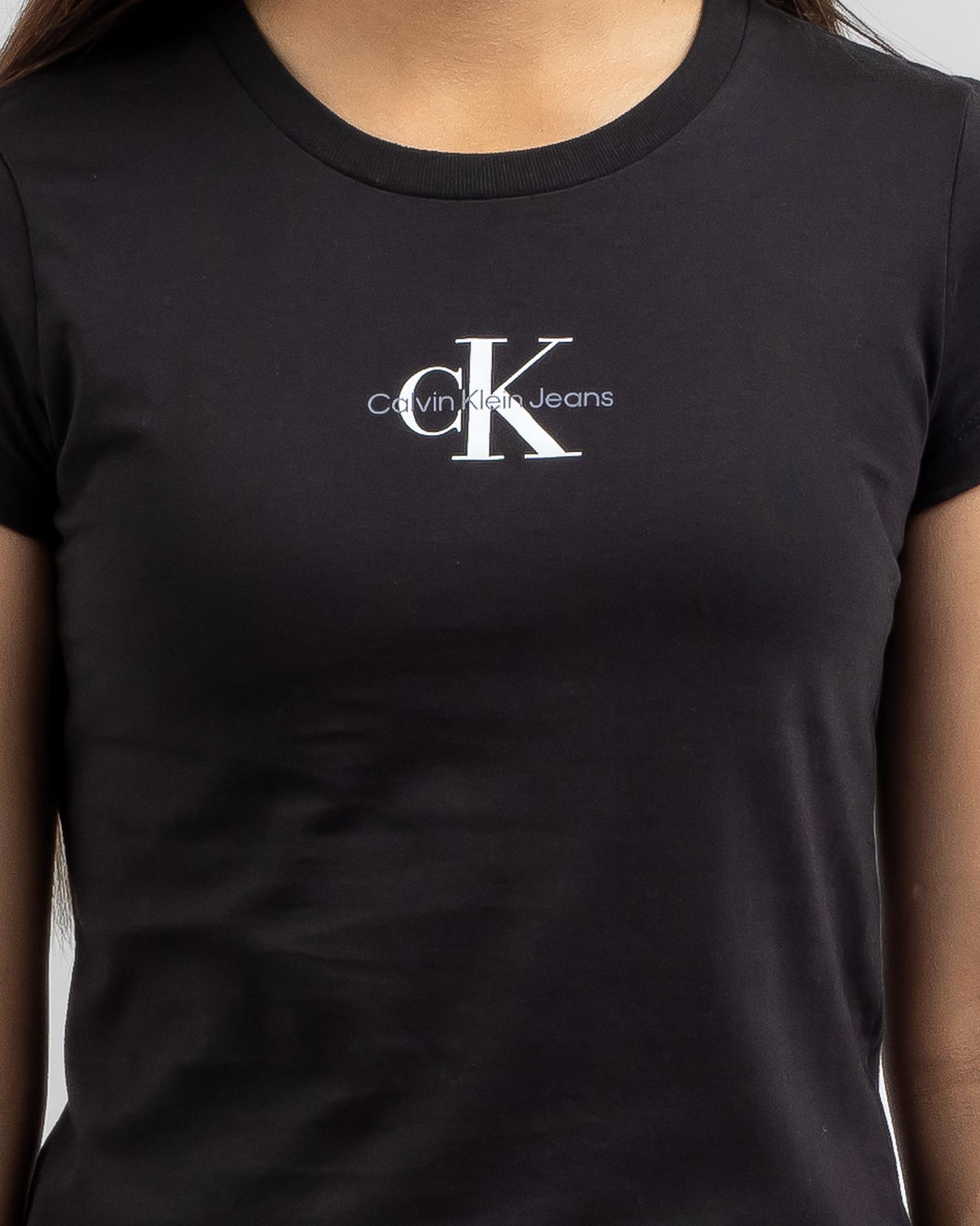 Shop Calvin Klein Girls' Micro Monogram T-Shirt In Ck Black - Fast ...