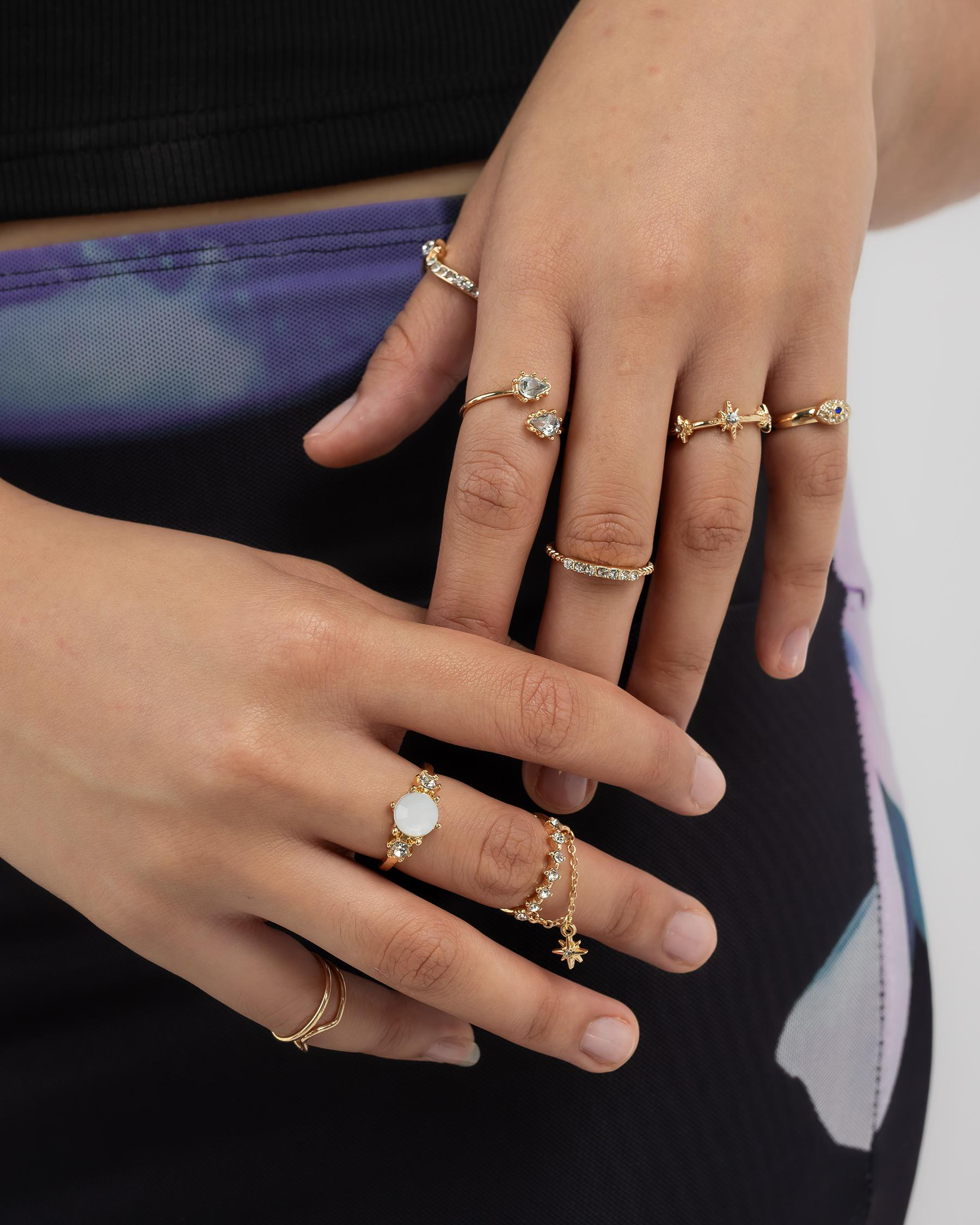 Karyn In LA Laura Ring Pack In Shiny Light Gold - Fast Shipping & Easy ...