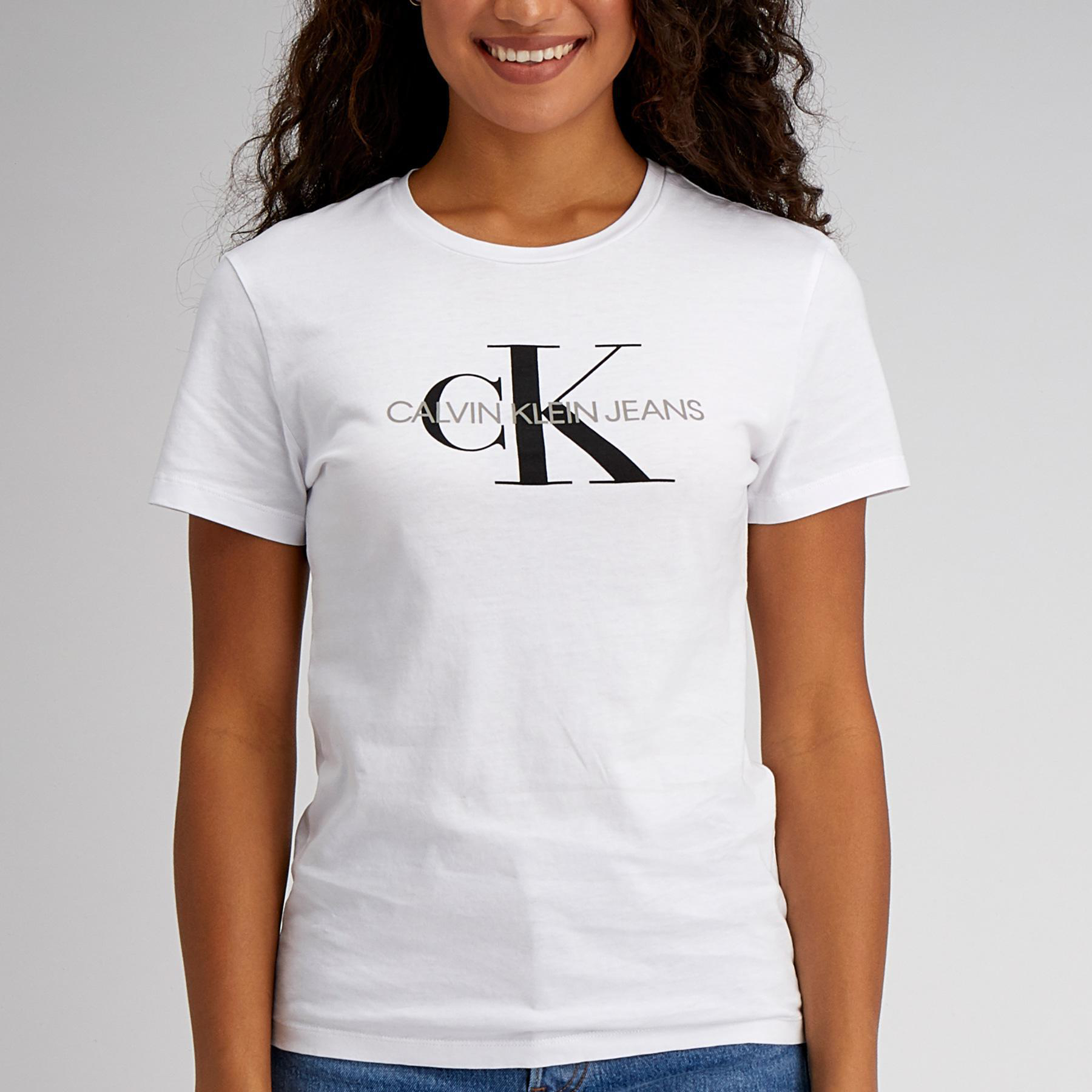 Calvin Klein Monogram Logo T Shirt In White Fast Shipping And Easy