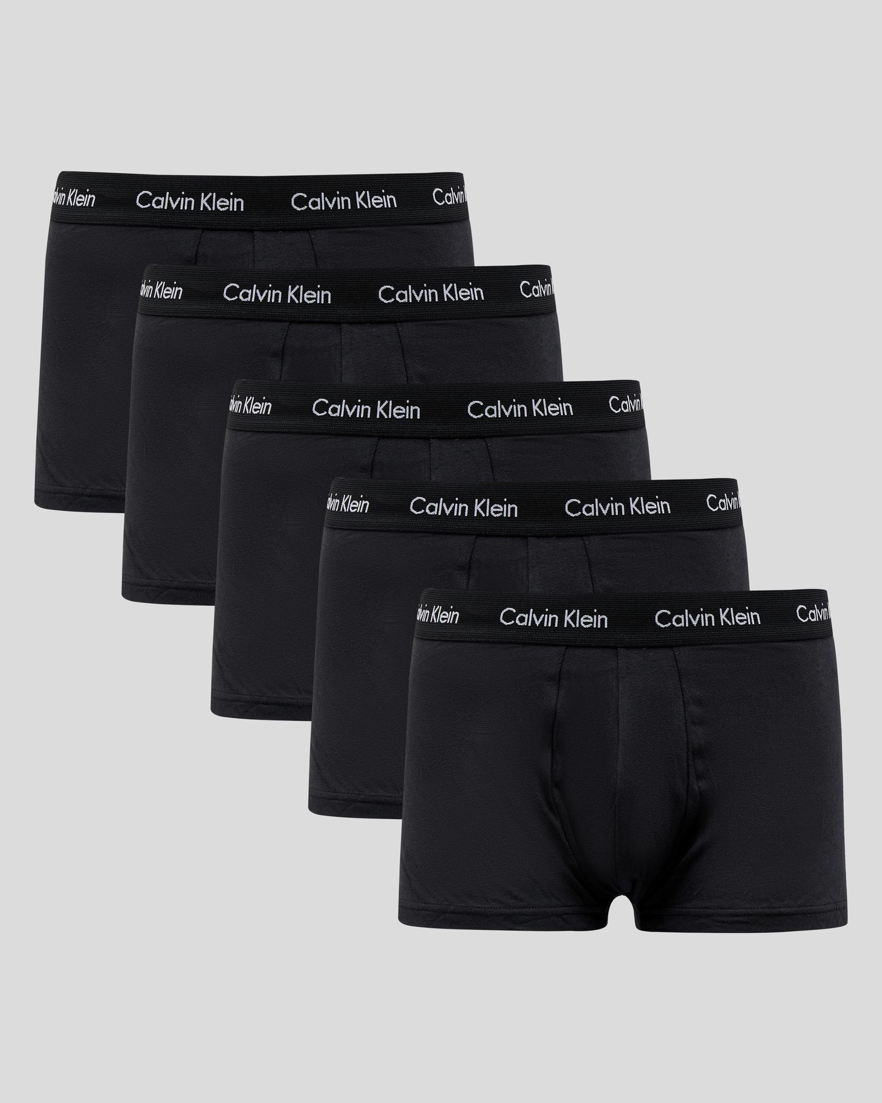 Shop Calvin Klein Cotton Stretch Low Rise Trunks 5 Pack In Black - Fast ...