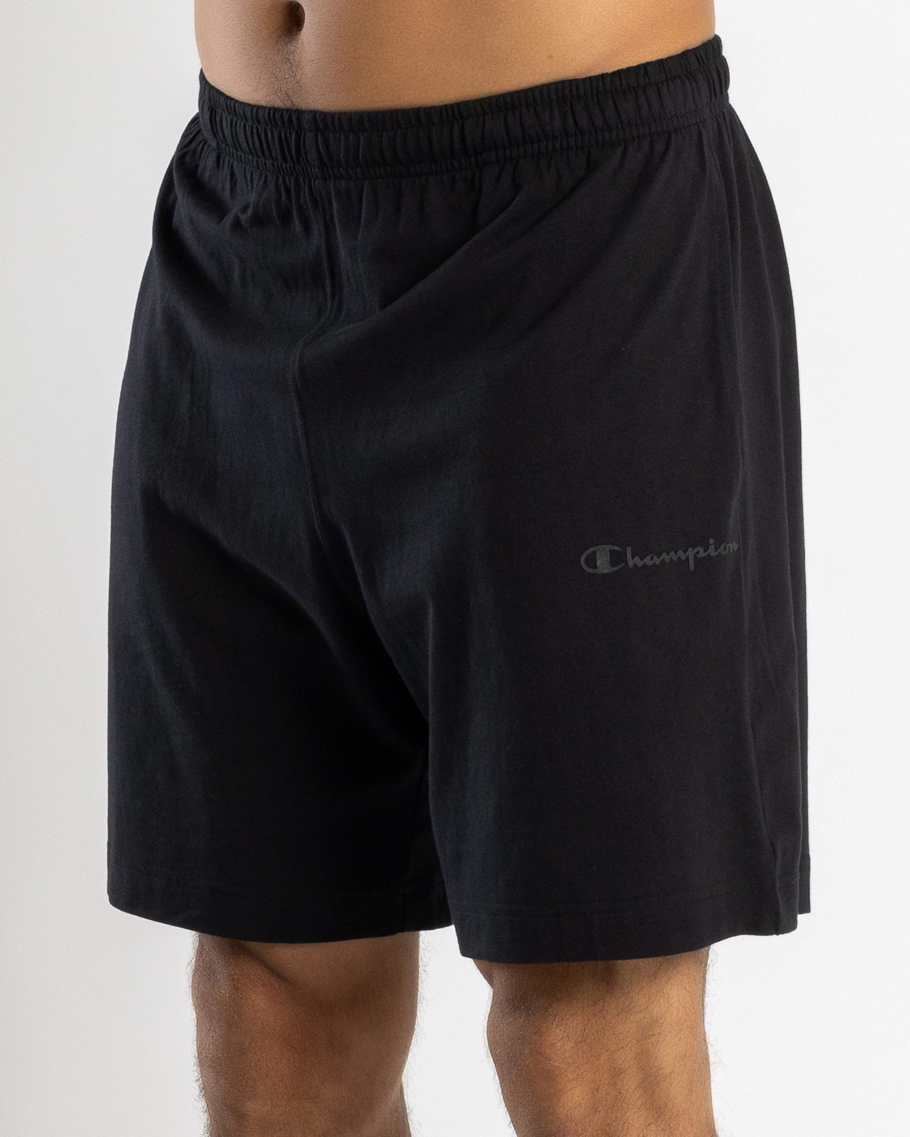 Shop Champion Champion Script Tonal Shorts In Black - Fast Shipping ...