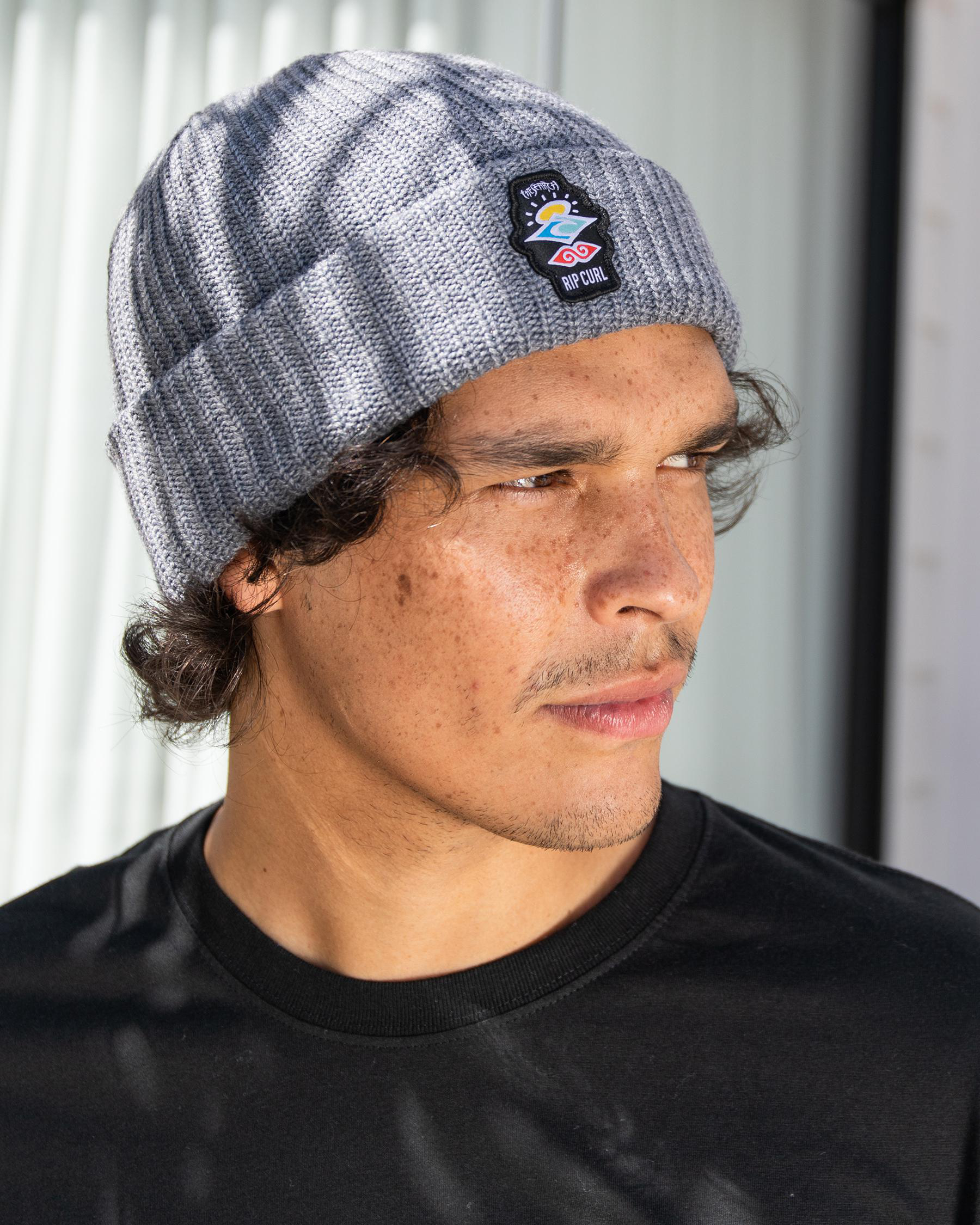 Shop Rip Curl Icons Reg Beanie In Grey - Fast Shipping & Easy Returns ...