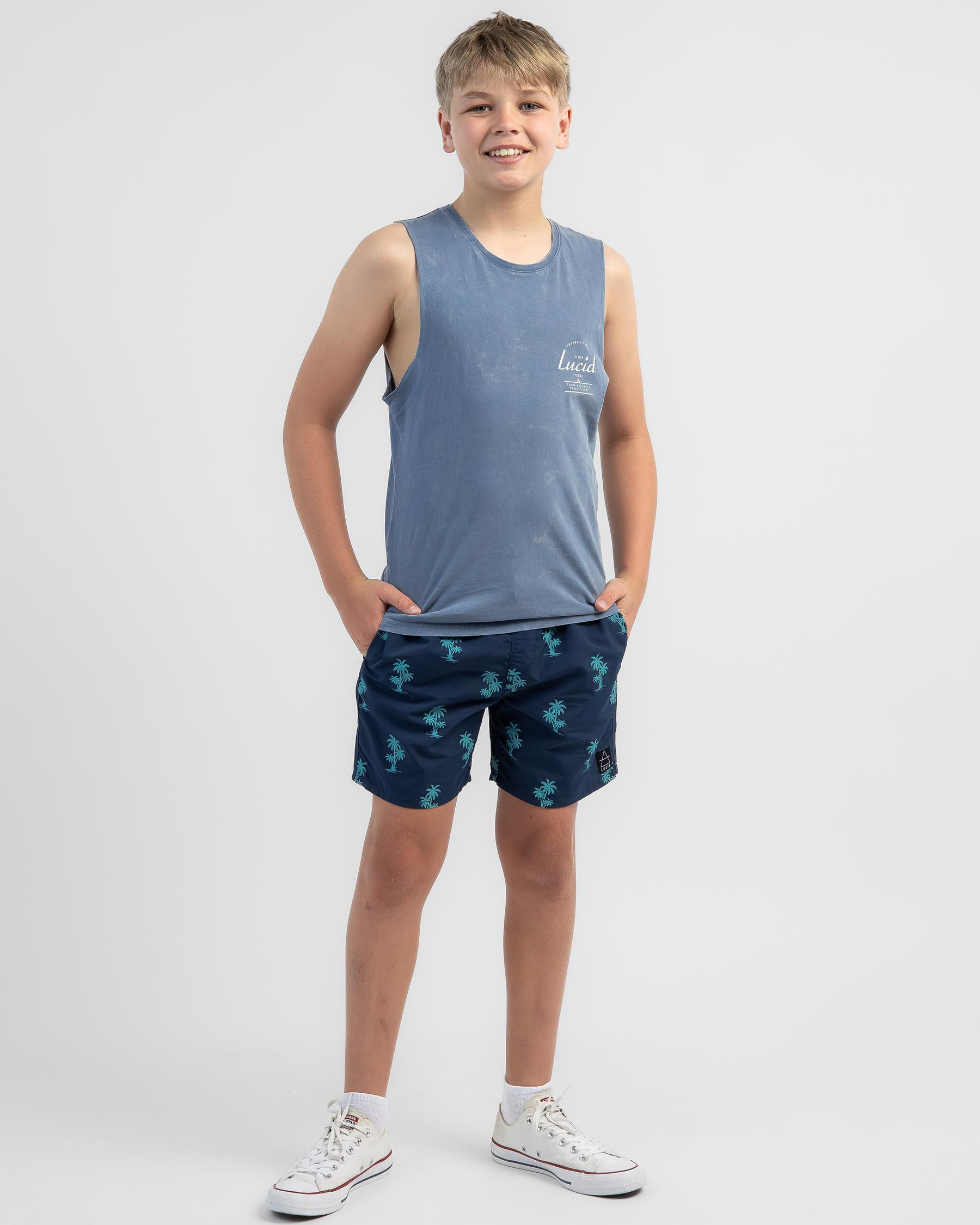 Shop Lucid Boys' Kuta Mully Shorts In Navy - Fast Shipping & Easy ...