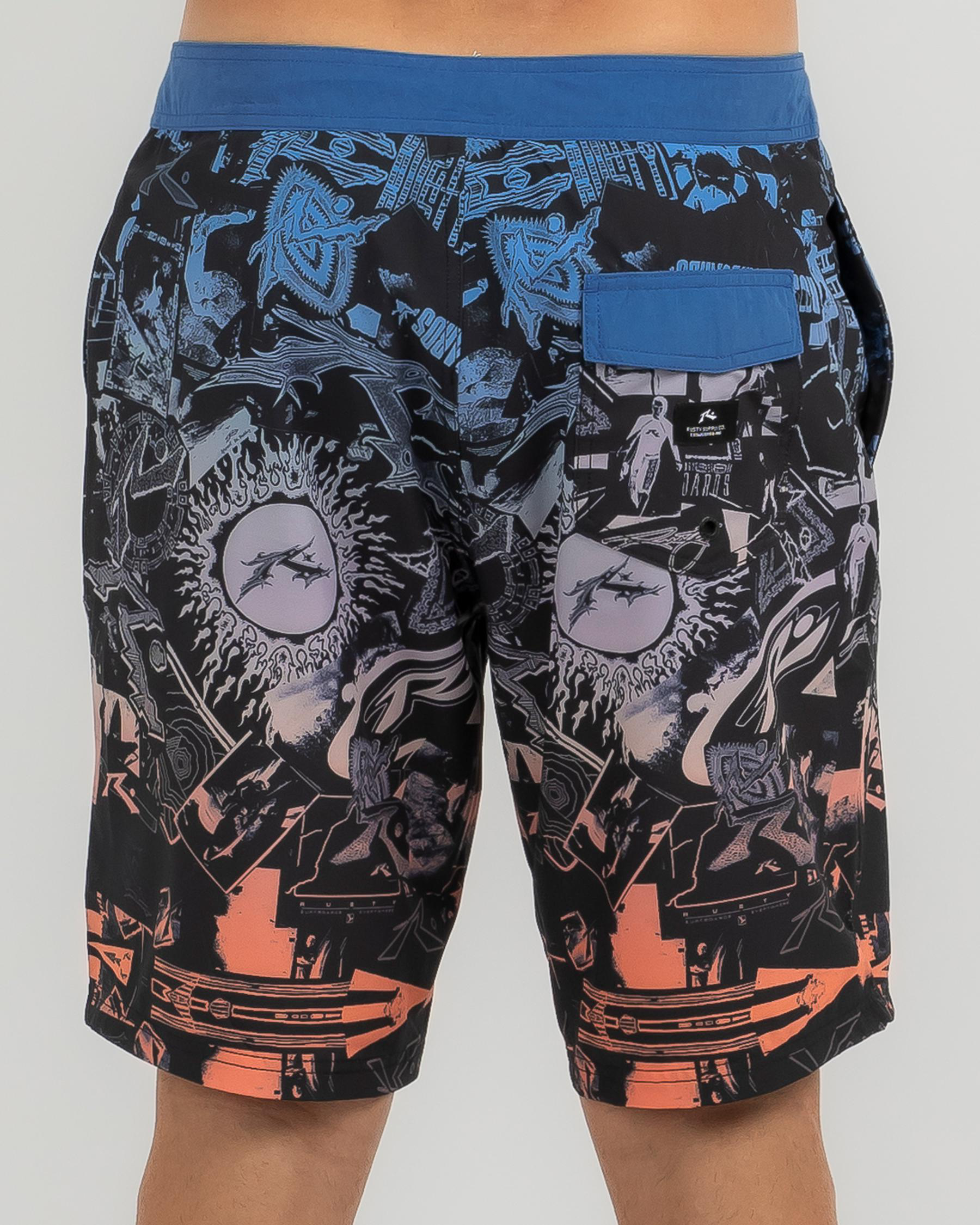 Shop Rusty Paste Up Board Shorts In Black - Fast Shipping & Easy ...