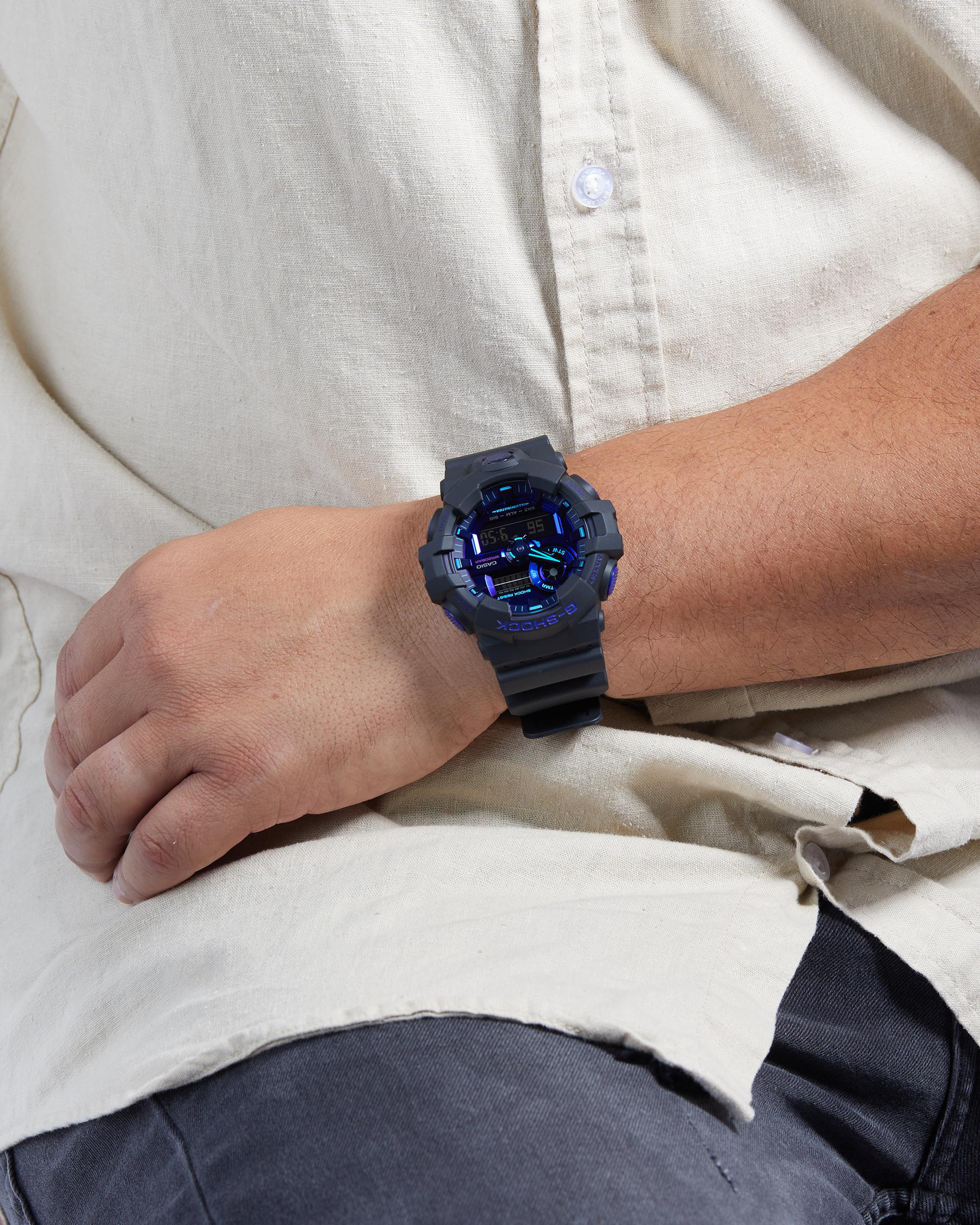 Shop G-Shock GA700VB-1A Watch In Virtual Blue - Fast Shipping & Easy ...