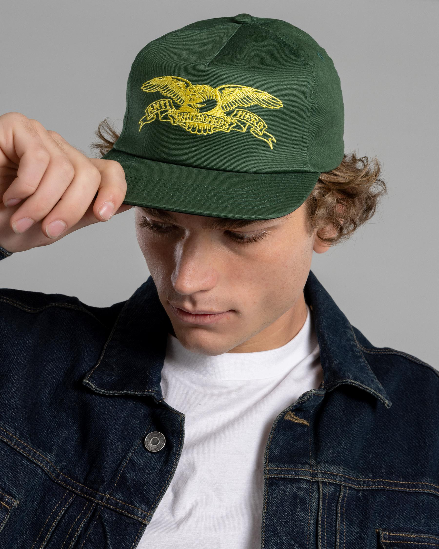 Antihero Basic Eagle Snapback Cap In Dark Green/yellow - FREE* Shipping & Easy Returns - City ...