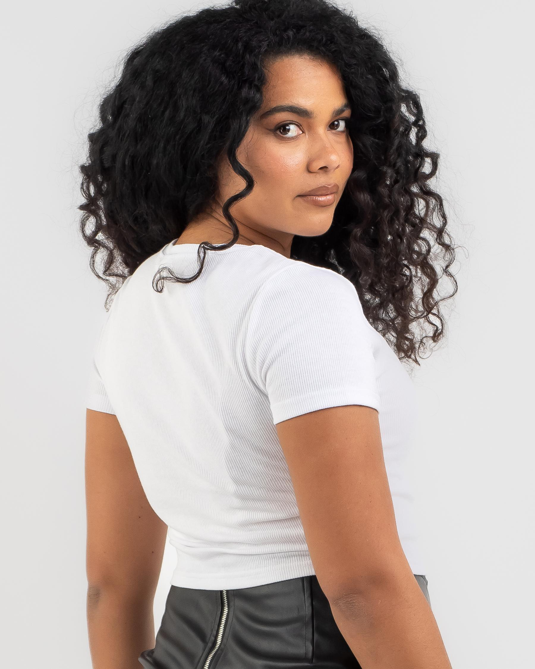 Shop Mooloola Basic Rib Baby Tee In White - Fast Shipping & Easy ...