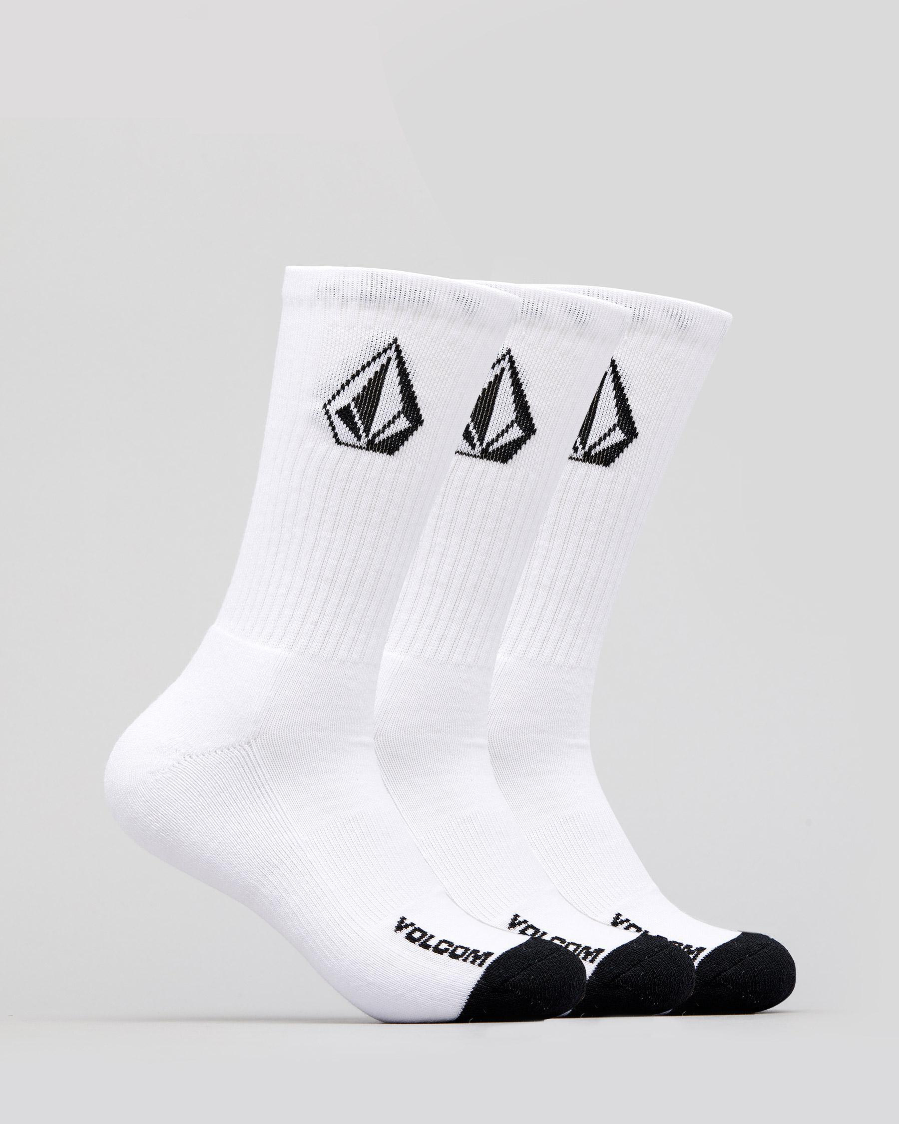 Shop Volcom Full Stone Socks 3 Pack In White - Fast Shipping & Easy ...