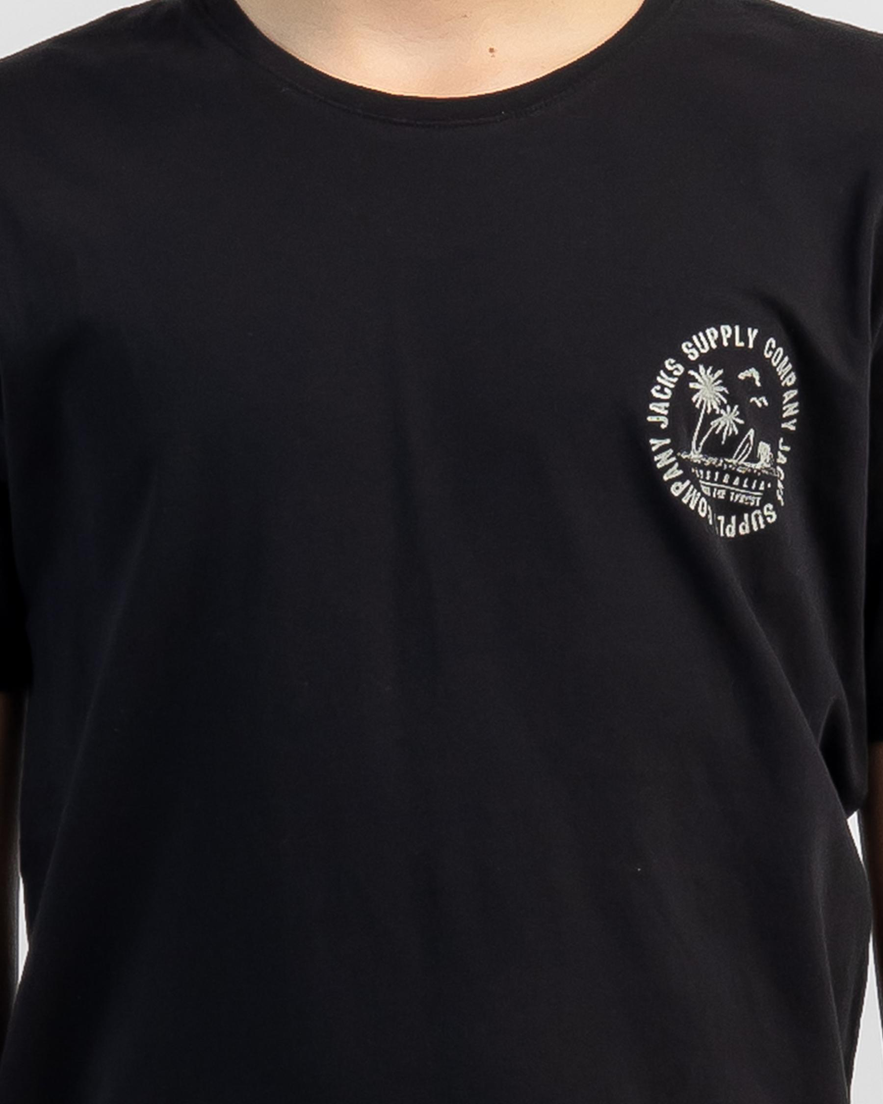 Shop Jacks Boys' Counter T-Shirt In Overdye Black - Fast Shipping ...