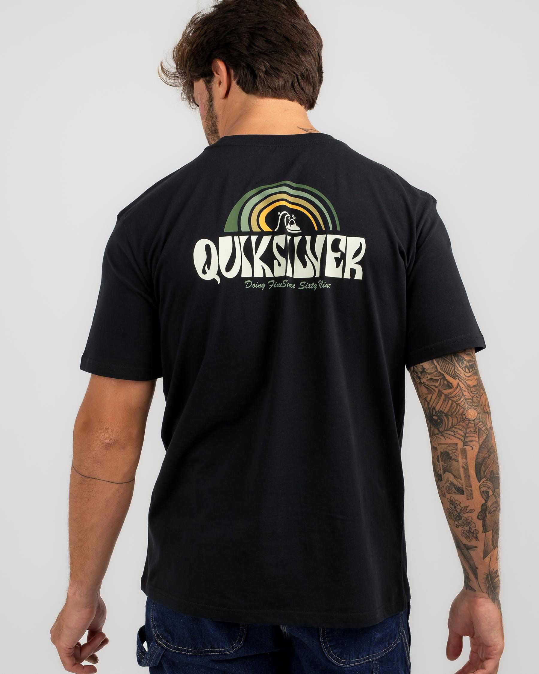 Shop Quiksilver Above The Clouds T-Shirt In Black - Fast Shipping ...