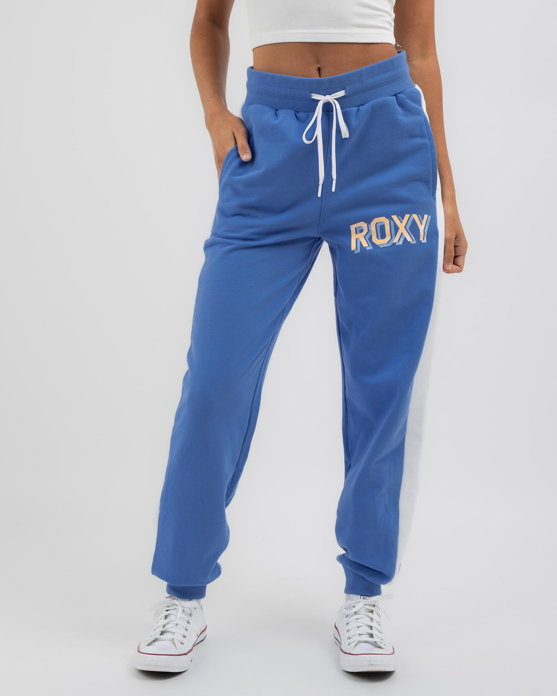 Shop Roxy Essential Energy Colourblock Track Pants In Ultra Marine ...