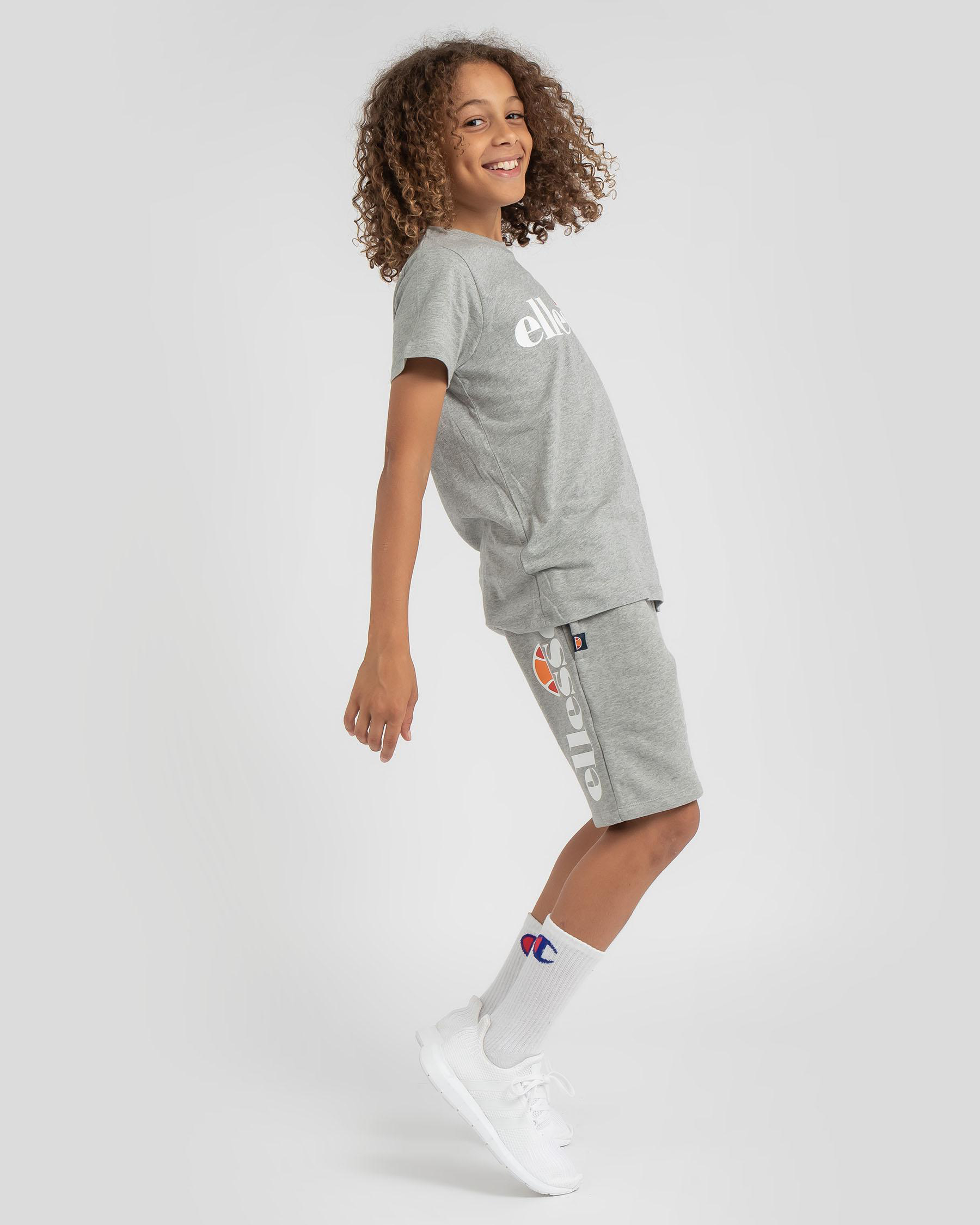 Shop Ellesse Boys' Toyle Fleece Shorts In Grey Marle - Fast Shipping ...