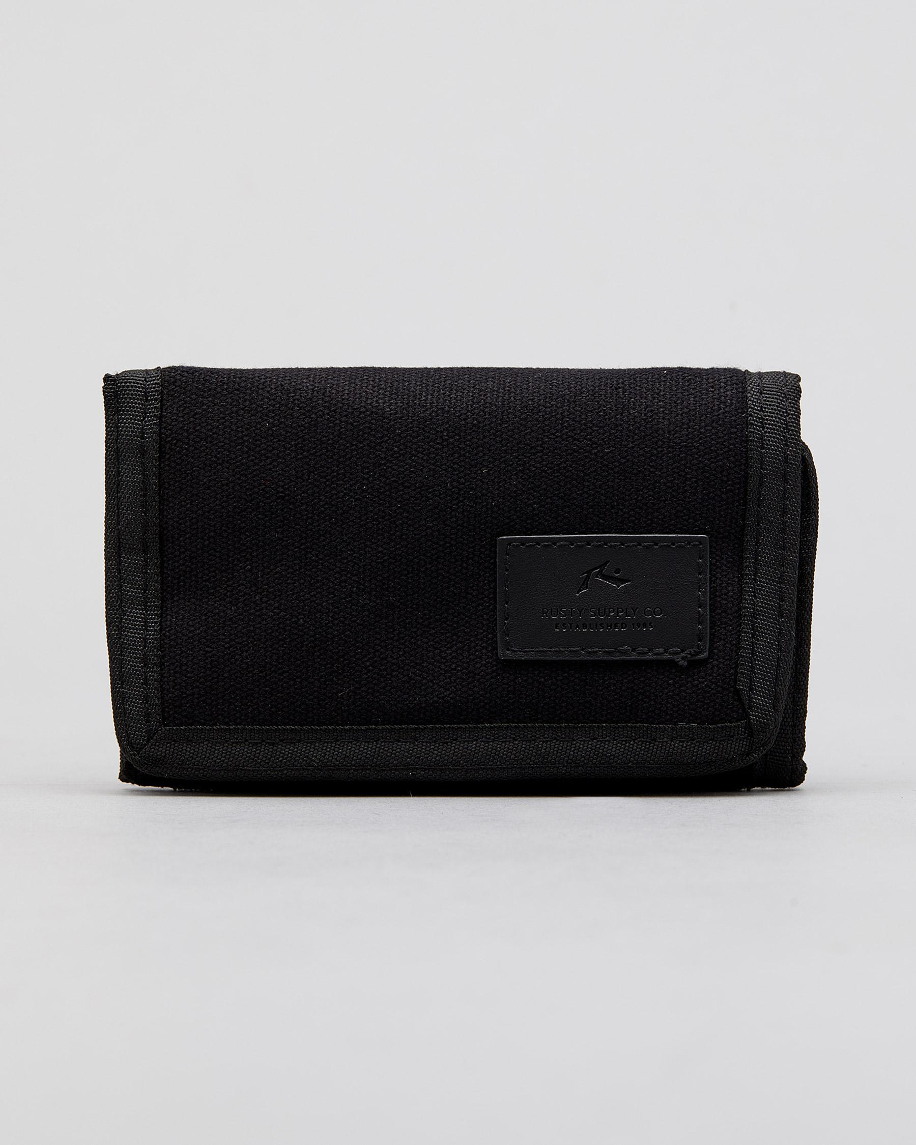 Shop Rusty Wander Tri-Fold Wallet In Black - Fast Shipping & Easy ...