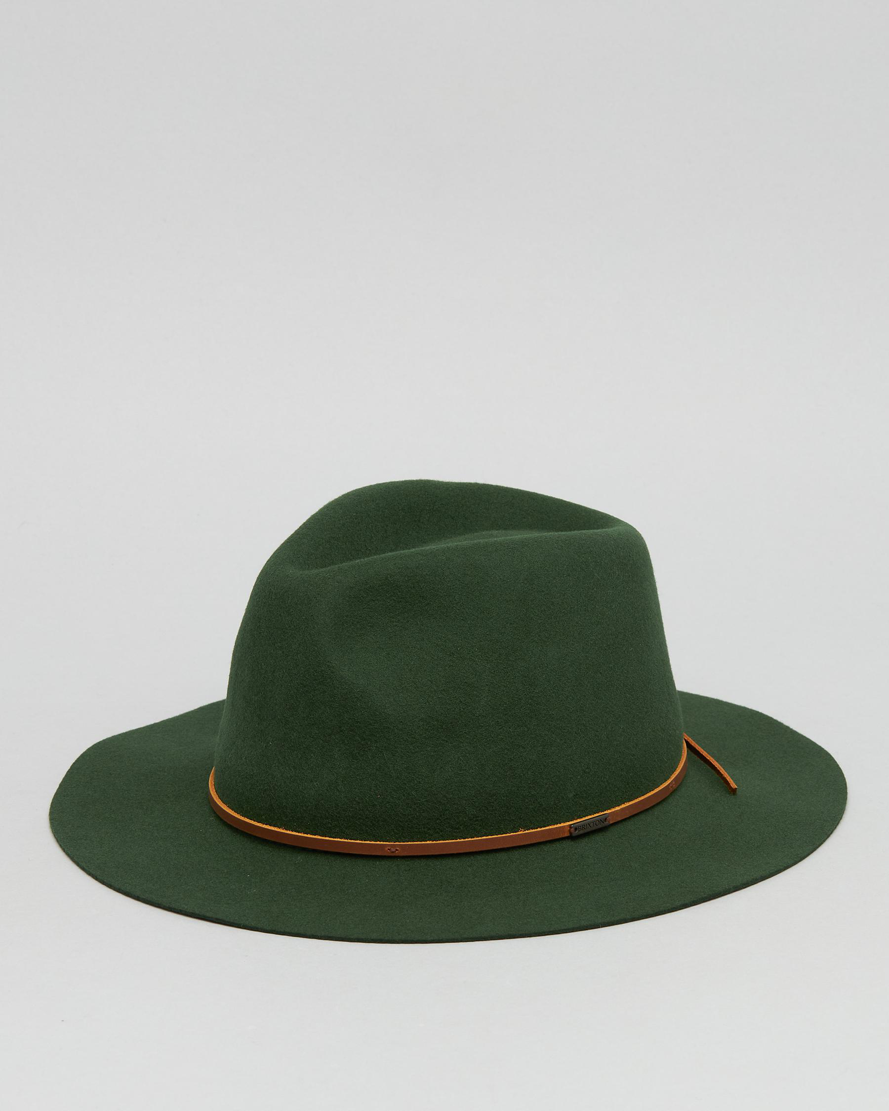 Shop Brixton Wesley Packable Fedora In Moss - Fast Shipping & Easy ...