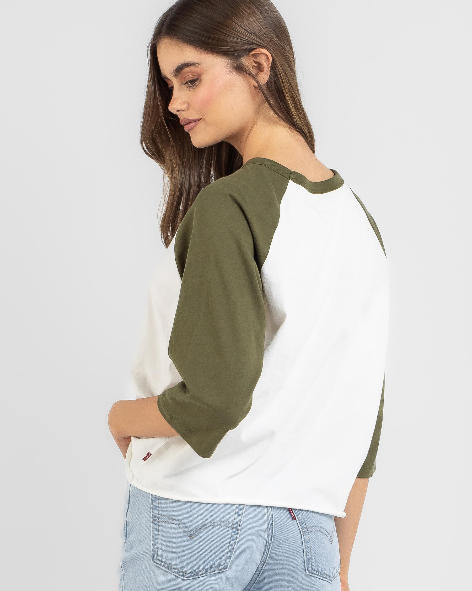 Shop Levi's Graphic Baseball T-Shirt In Sugar Swizzle/dark Olive - Fast ...