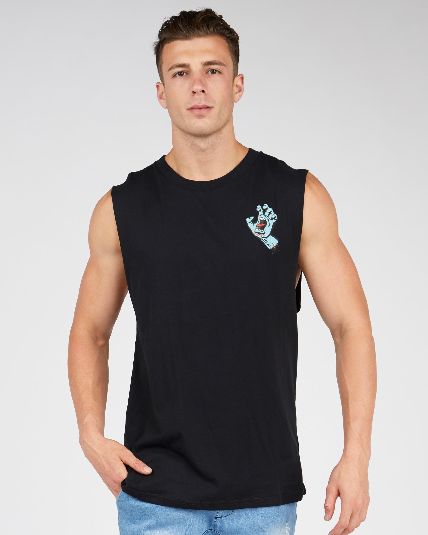 Shop Santa Cruz Speed Wheels Hand Muscle Tank In Black - Fast Shipping ...