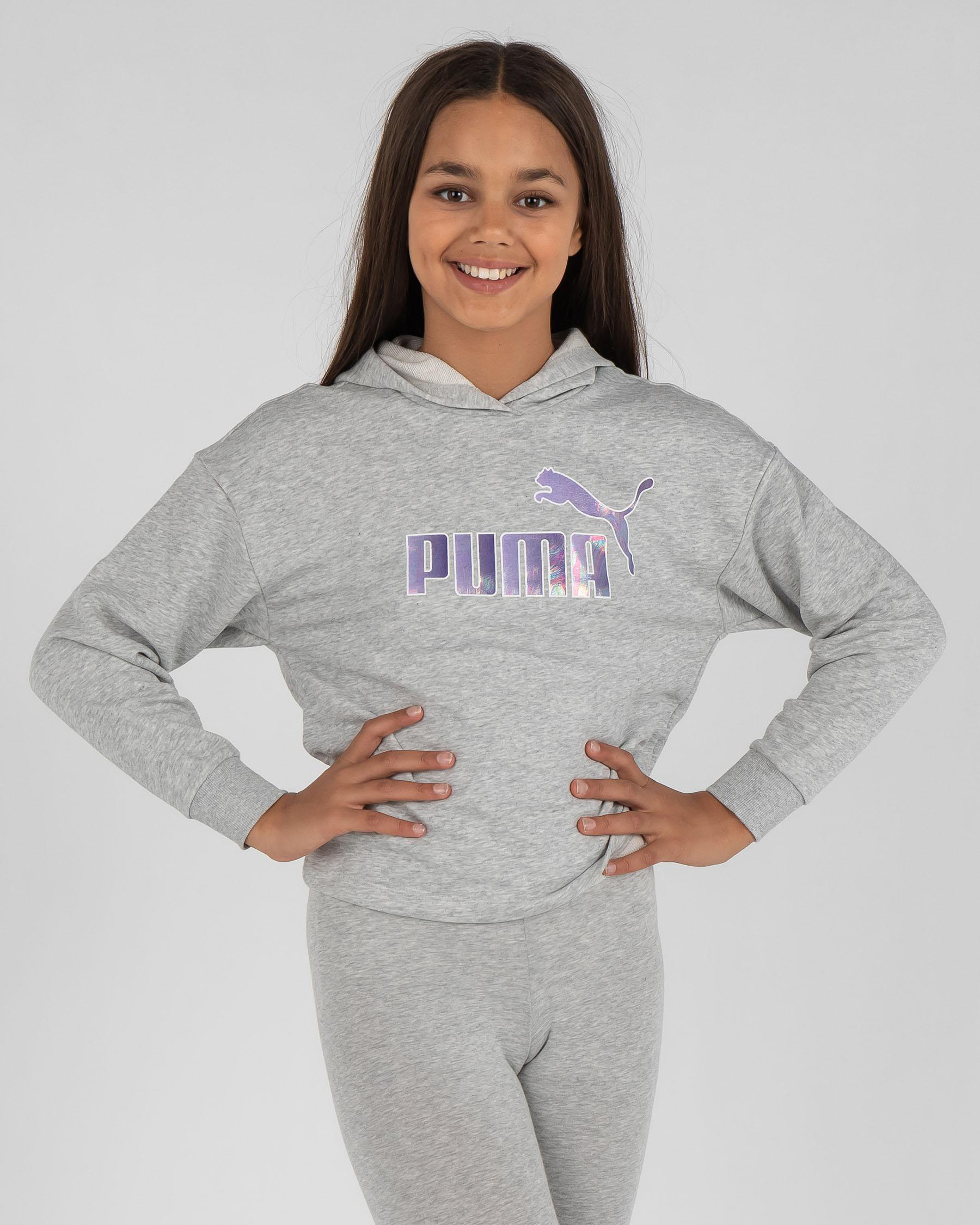 Shop Puma Girls' Essential Hoodie In Light Grey Heather - Fast Shipping ...