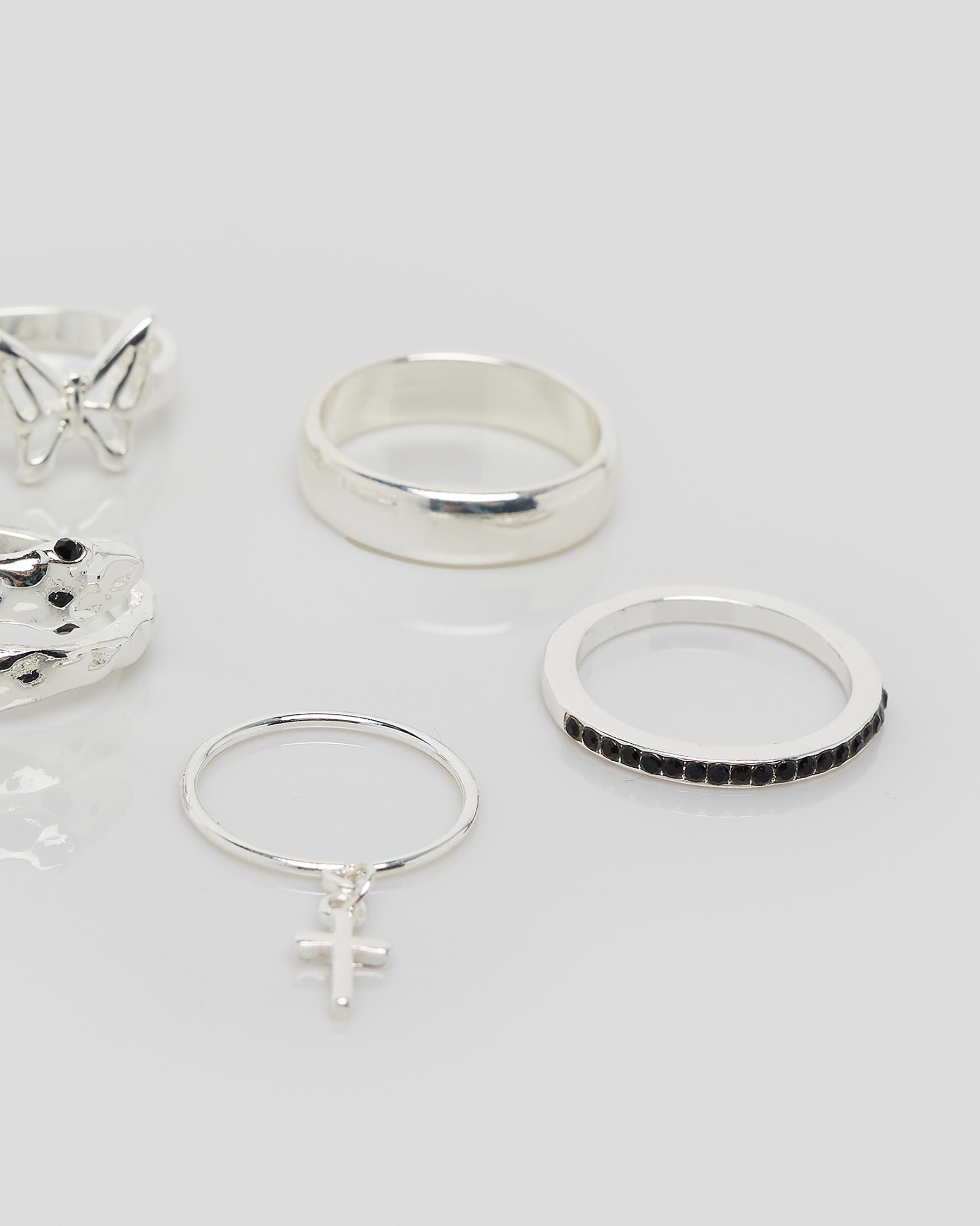 Shop Karyn In LA Angel Number Ring Pack In Shiny Silver - Fast Shipping ...