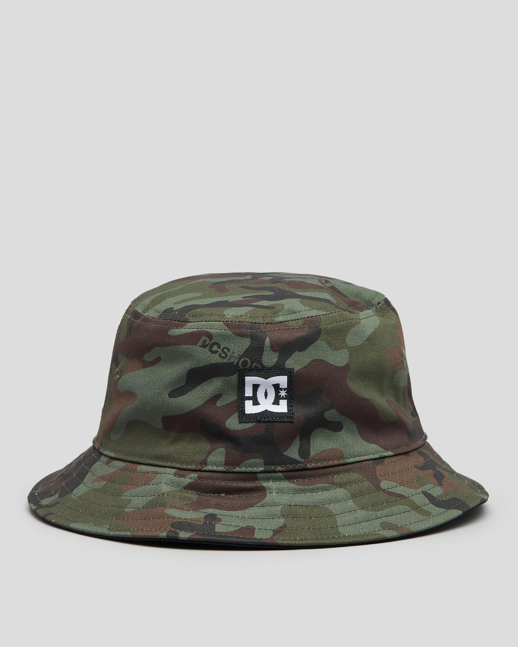 Shop DC Shoes Deep End Bucket Hat In Dc Woodland Camo - Fast Shipping ...